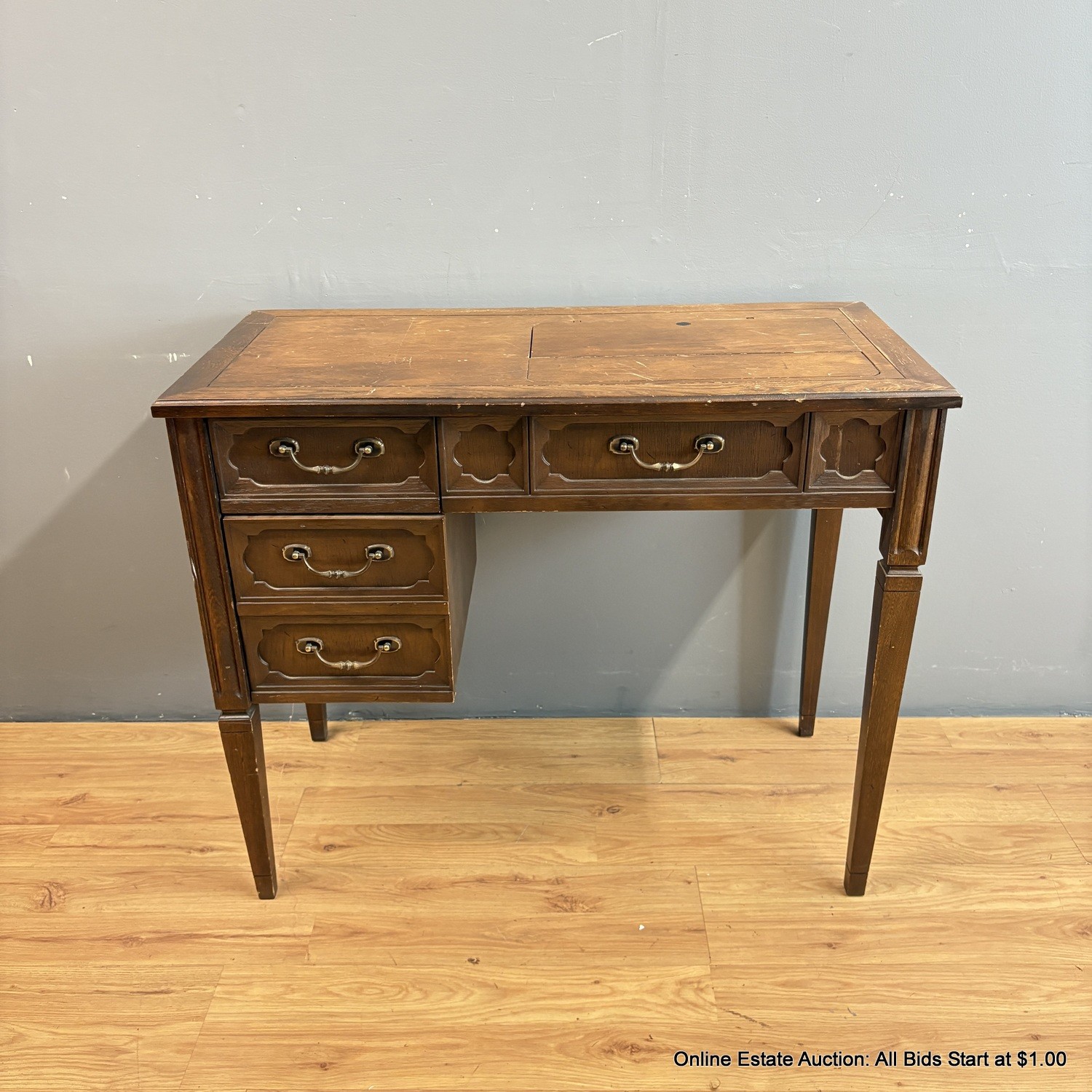 Vintage Sewing Table With Machine Storage (NO Machine) (LOCAL PICKUP ONLY) #43321 | Auctionninja.com