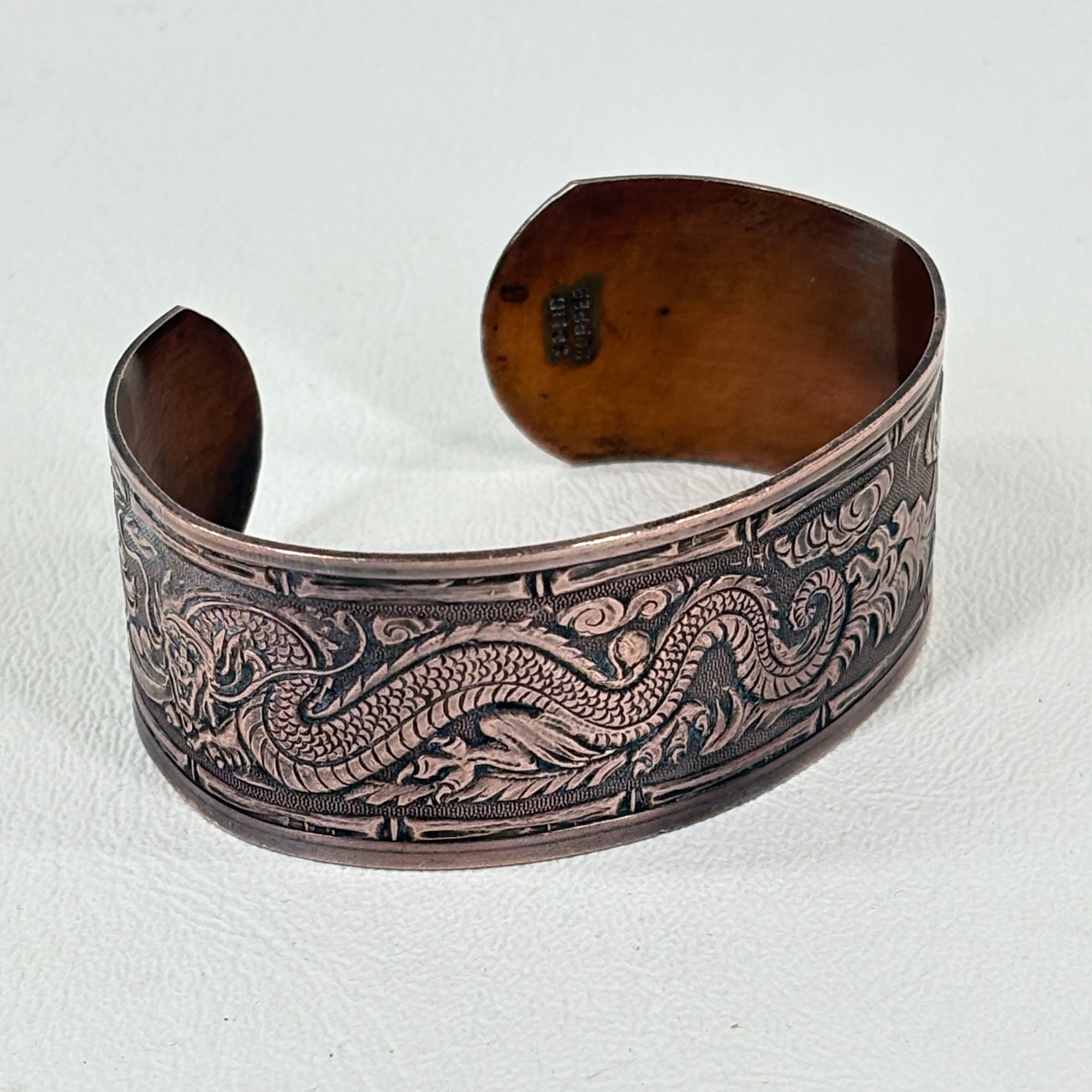 Chinese Copper 6.75" Cuff Bracelet With Dragon Motif #43641 ...