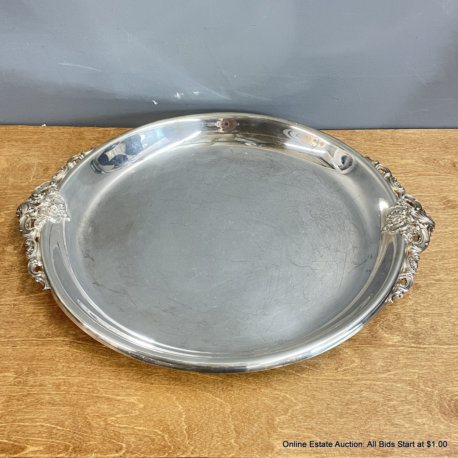 Wallace Silver Plate Baroque Pattern Serving Tray #25767 | Auctionninja.com