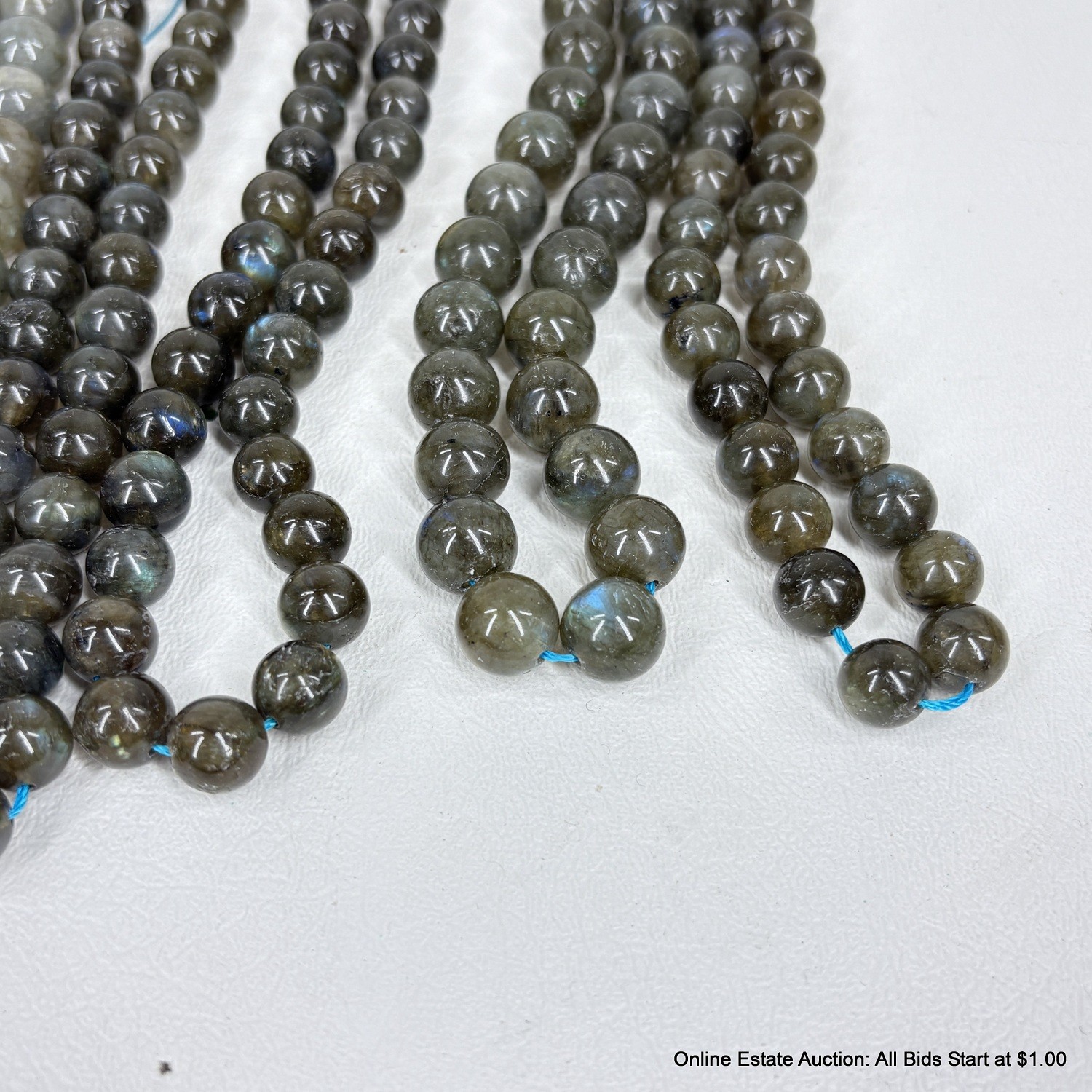 8 Strands Of Green Labradorite Beads On Thread And Fishing Line #41956 ...