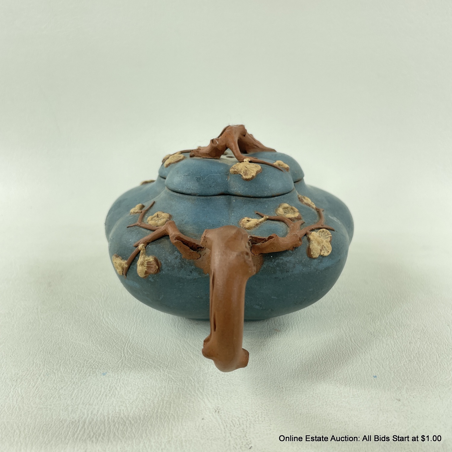 Chinese Zisha-Style Lobed Teapot With Flowering Tree Branch Designs In ...