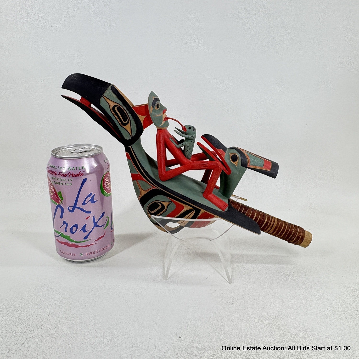 Duane Pasco Signed & Dated 1985 Cedar & Leather 12.5" Rattle #42698 ...