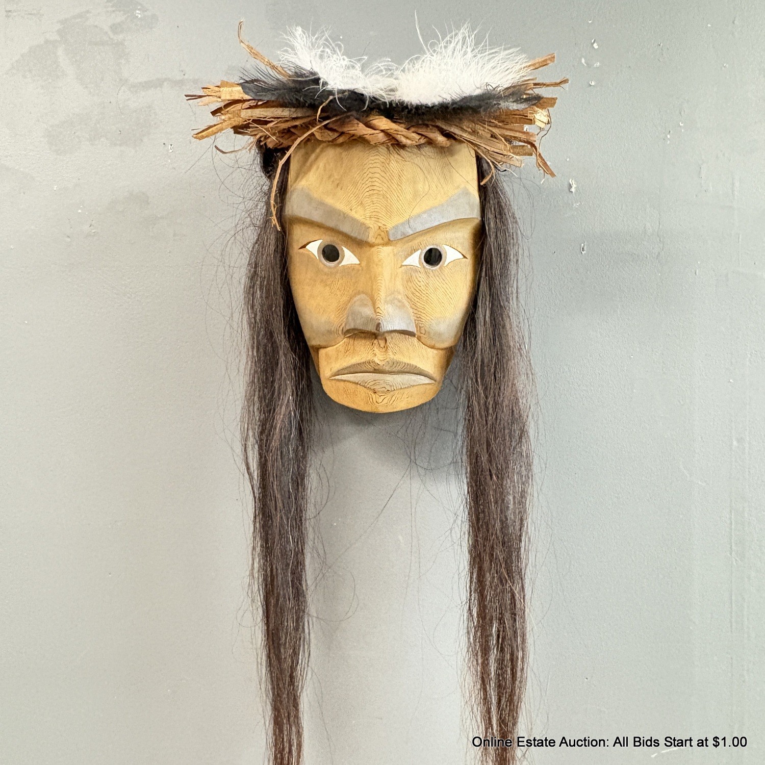 Micah McCarty, Makah, Signed Carved Cedar And Horse Hair Native ...