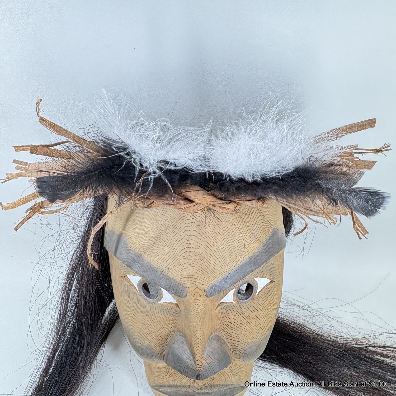 Micah McCarty, Makah, Signed Carved Cedar And Horse Hair Native ...