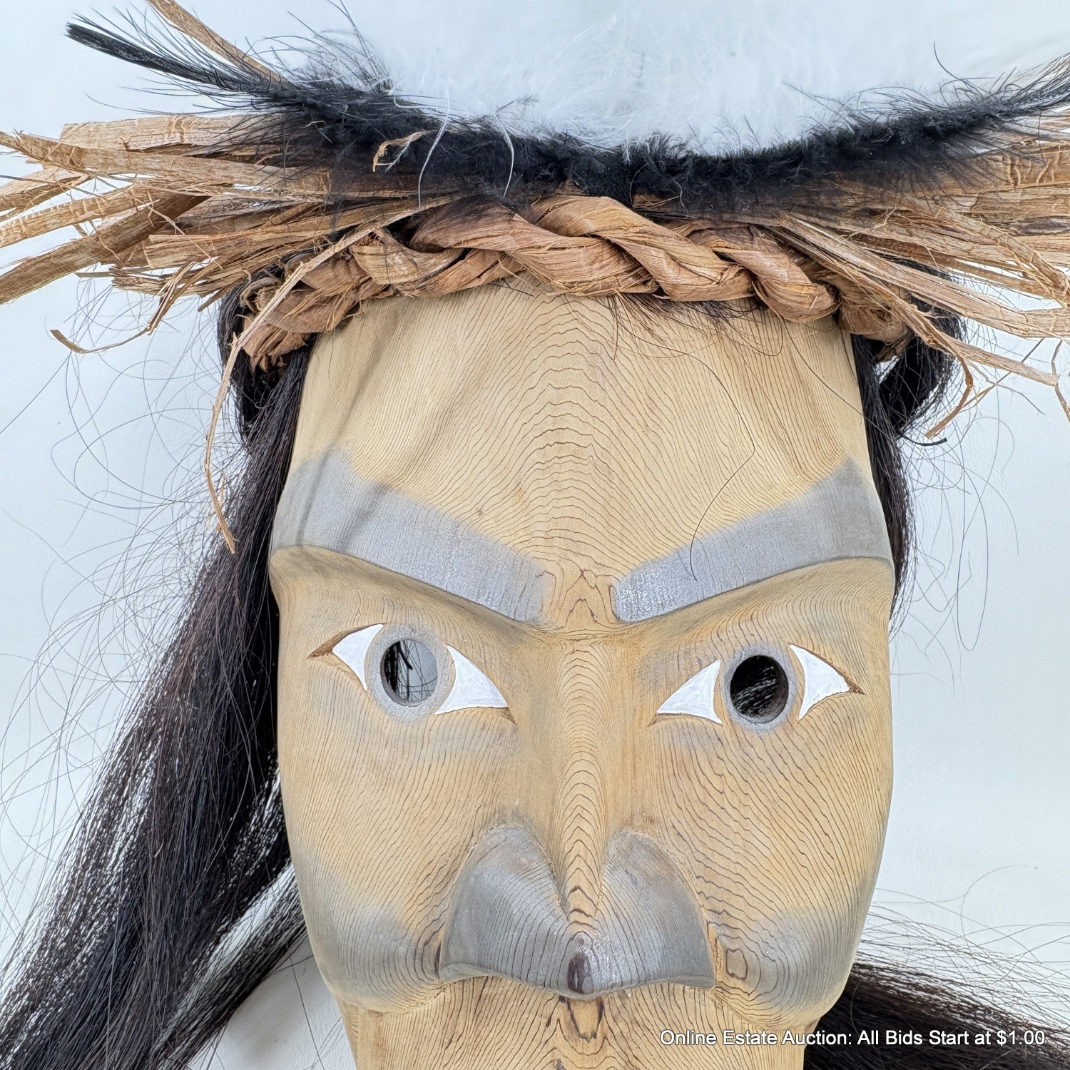 Micah McCarty, Makah, Signed Carved Cedar And Horse Hair Native ...