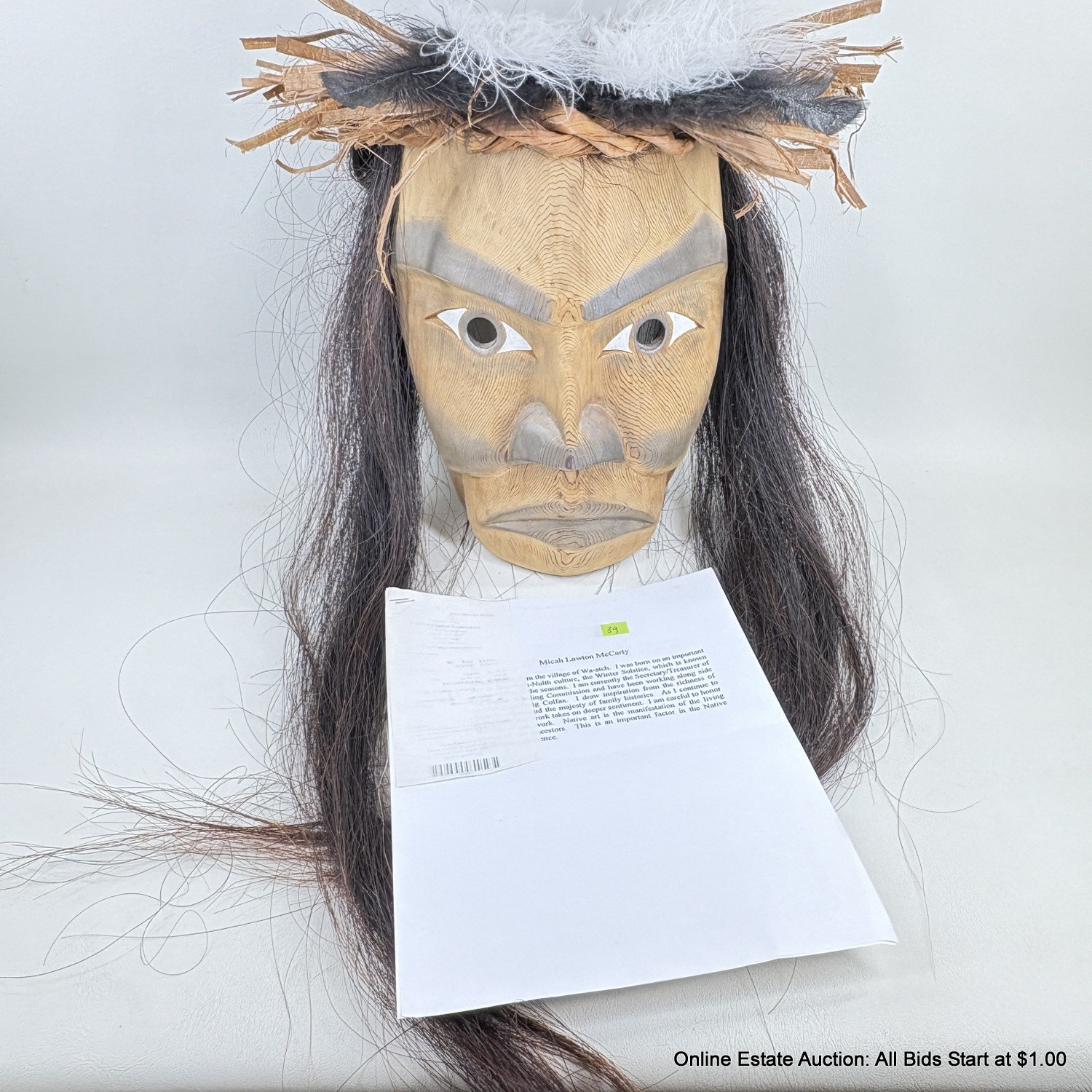 Micah McCarty, Makah, Signed Carved Cedar And Horse Hair Native ...