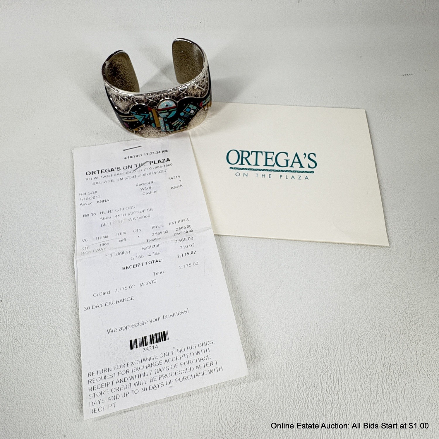 Stewart Billie, Navajo, Sterling Silver Cuff Bracelet With Inlaid Stone ...