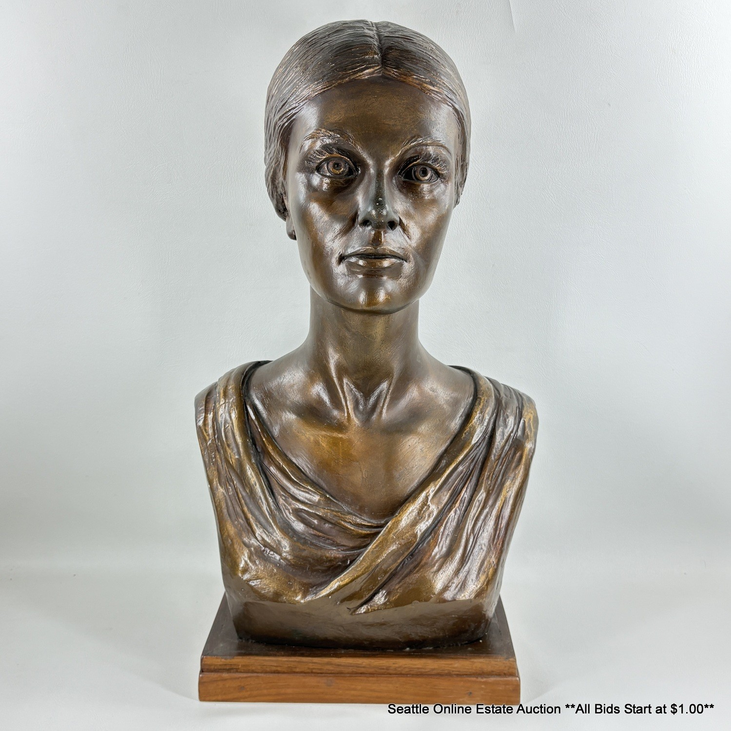 R. Vargas Bust Of Woman Replica In Bronze-look Resin On Wood Base ...