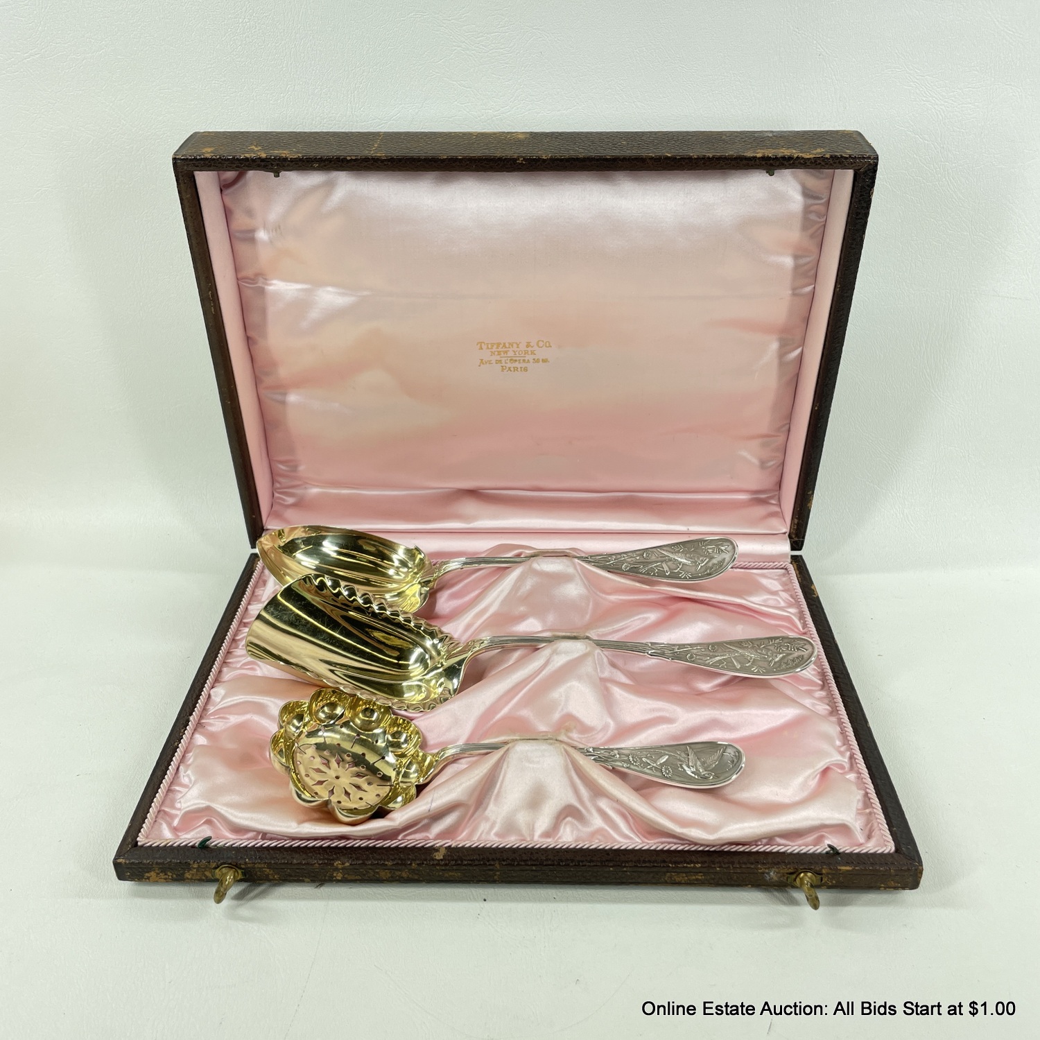 3 Tiffany & Co Gold Vermeil Sterling Silver Audubon Pattern Dessert ...