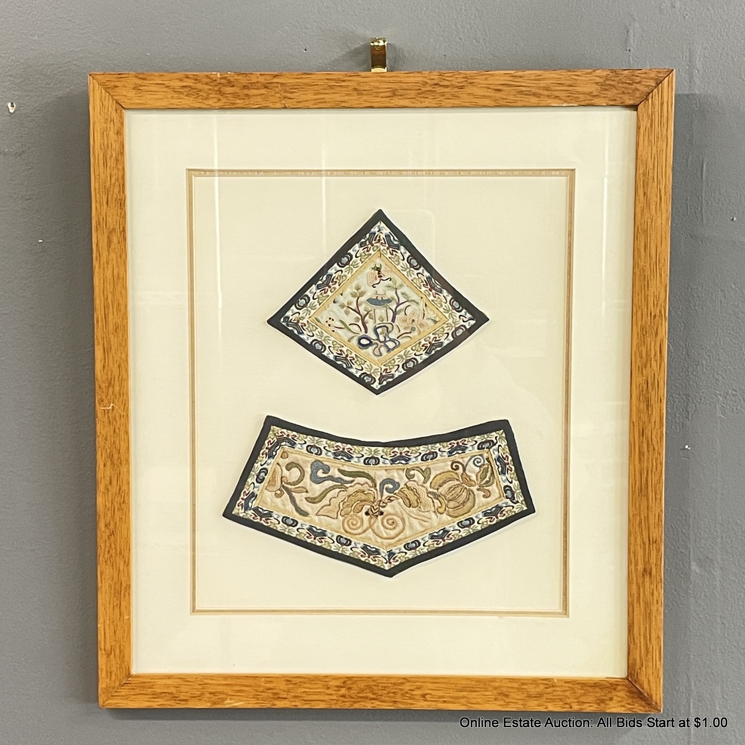 2 Framed 19th Century Chinese Forbidden Stitch Panels #39300 ...