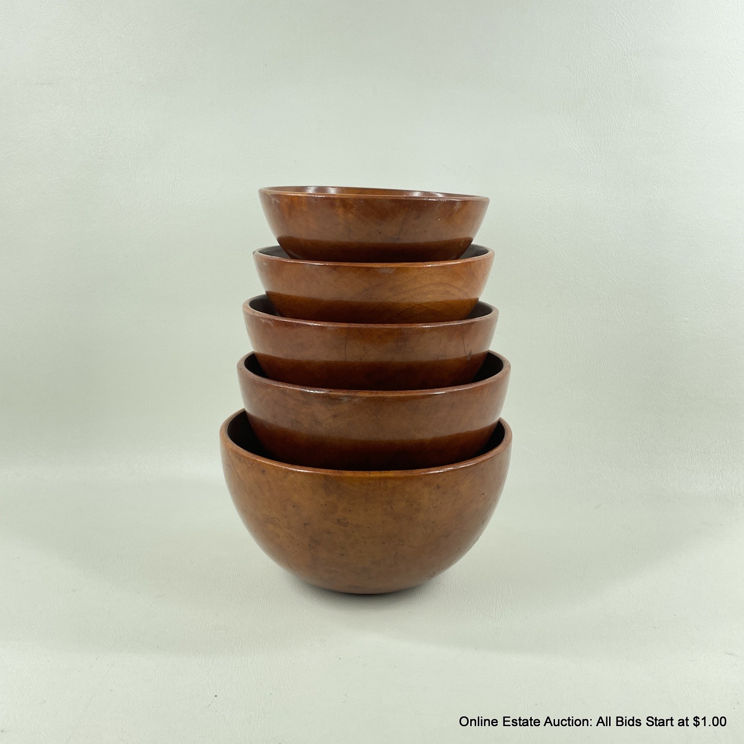 5 Wooden Nesting Bowls #39920 | Auctionninja.com
