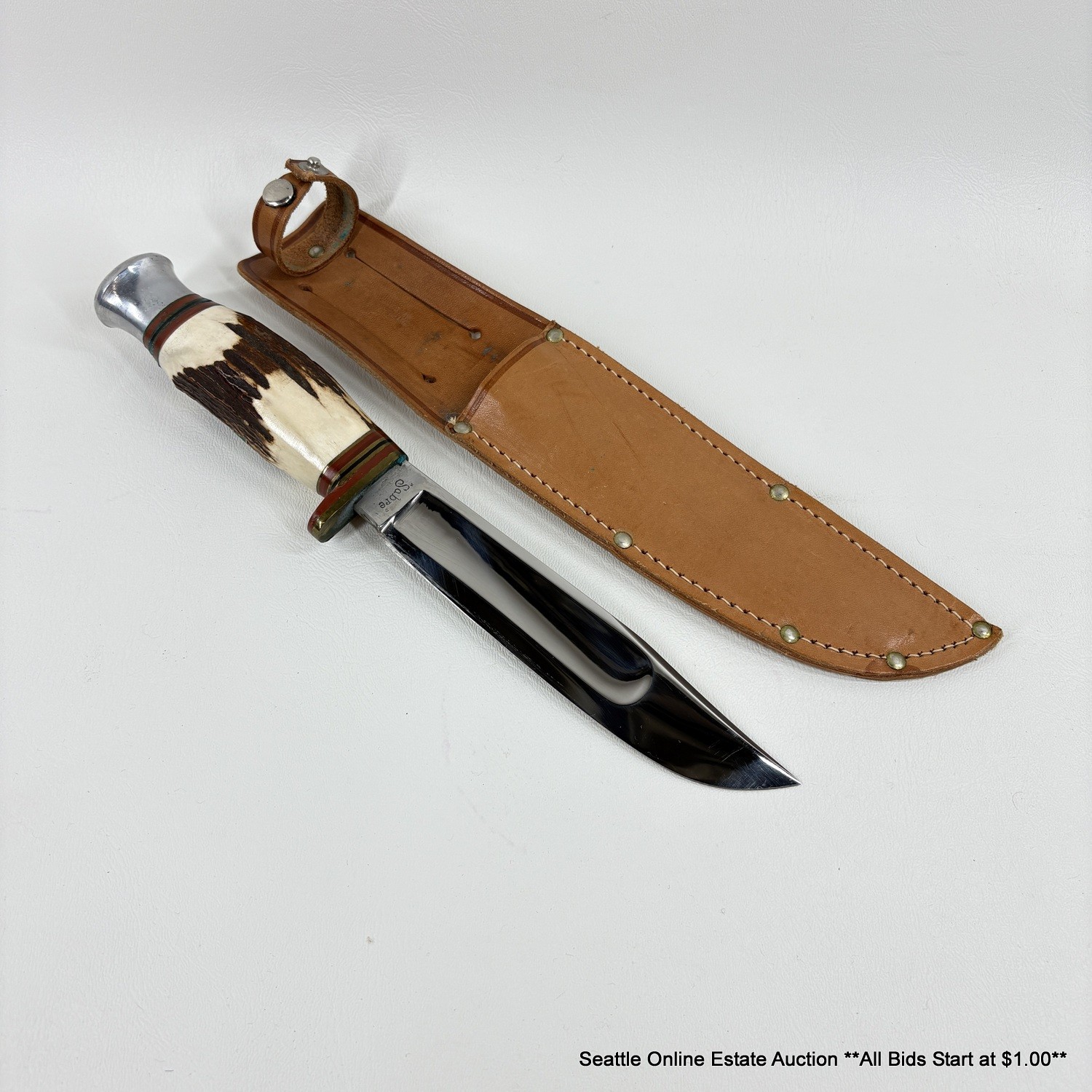 Vintage Thompson Cutlery Ltd Sheffield England Sabre Stag Antler 10 ...