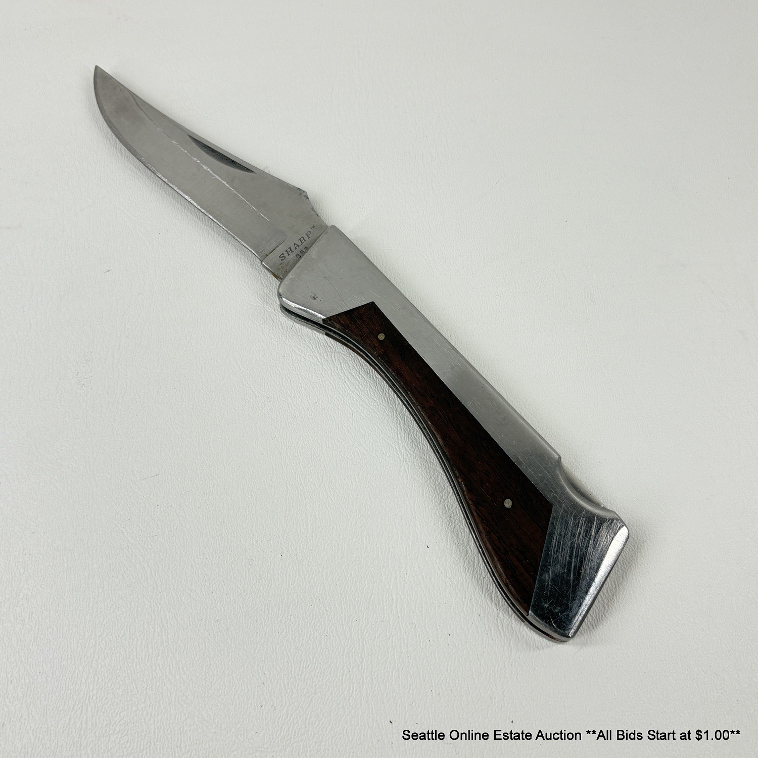 Vintage Sharp 300 Stainless Steel Lockback Folding Hunting Knife With ...