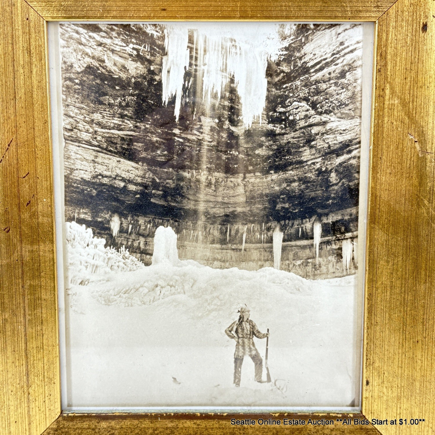 Vintage Photograph Of Hunter By Icy Ridge, Likely On Lake Superior In ...