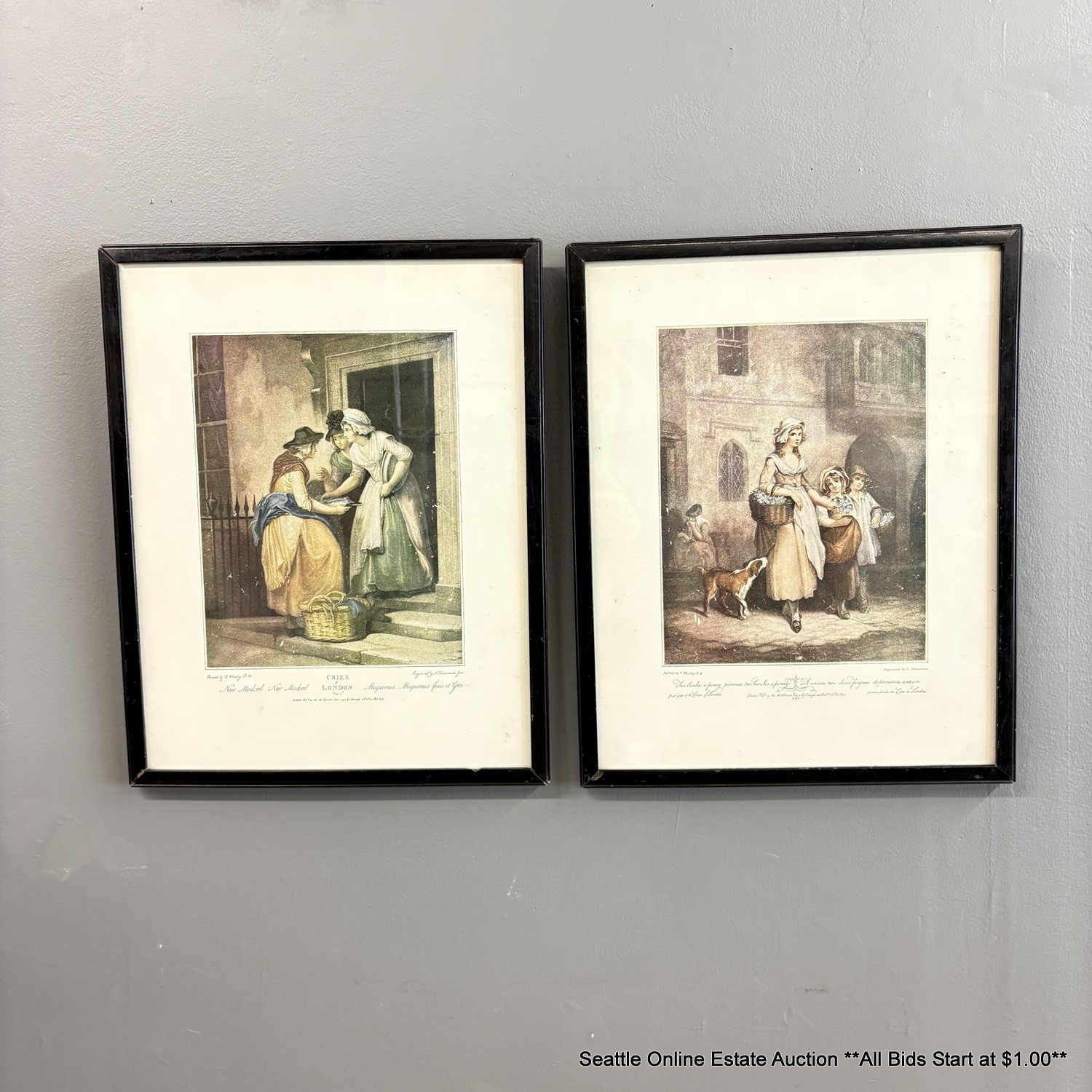 2 Offset Lithographs Of Vintage Cries Of London Engravings In 14.75" X ...