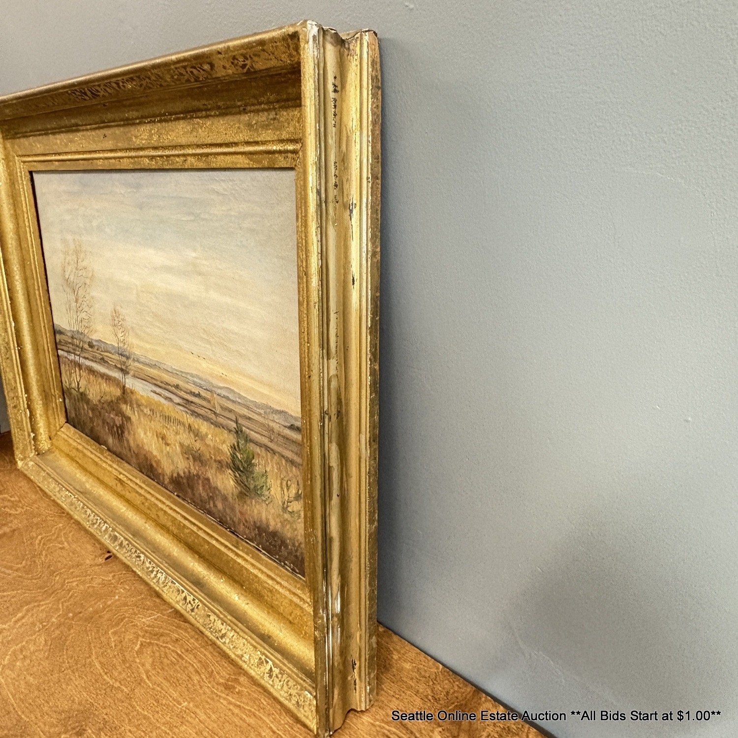 Vintage Signed Oil Landscape Painting In 25" X 33.5" Gilt Wood Frame ...