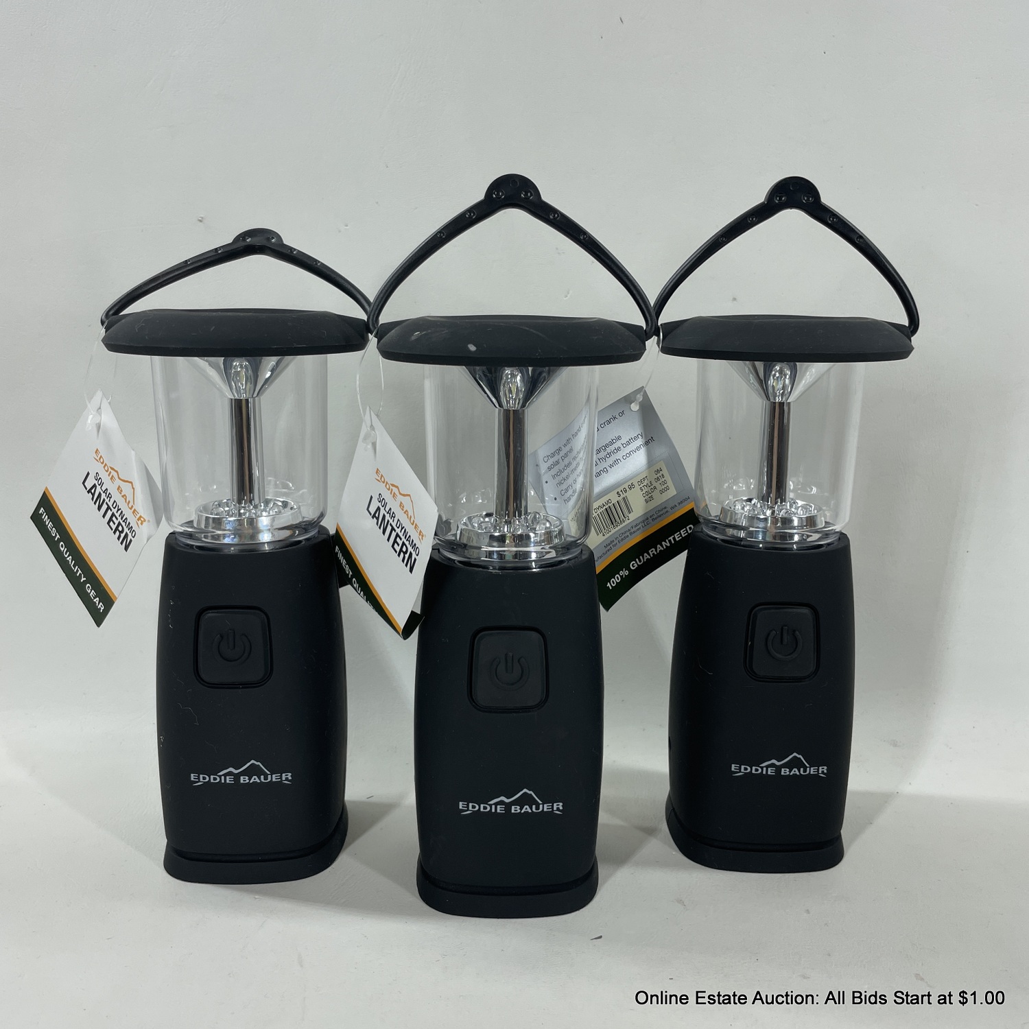 Set Of Three Eddie Bauer Solar Dynamo Lanterns #19353 | Auctionninja.com
