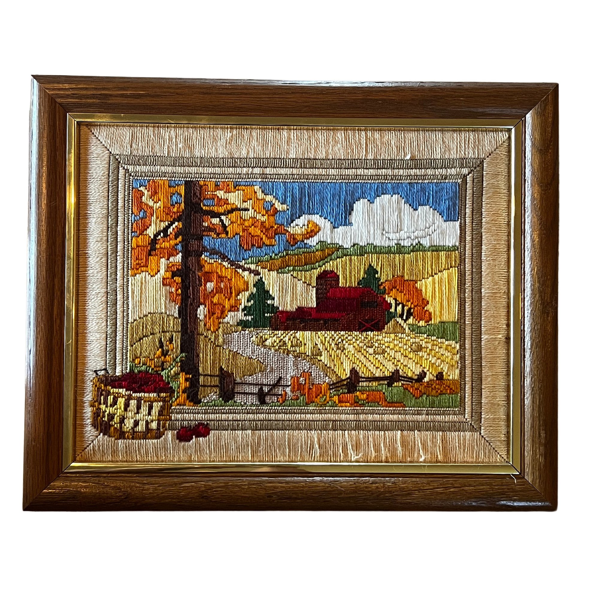 Needlepoint/Crosstich Autumn Fall On The Farm #1070 | Auctionninja.com
