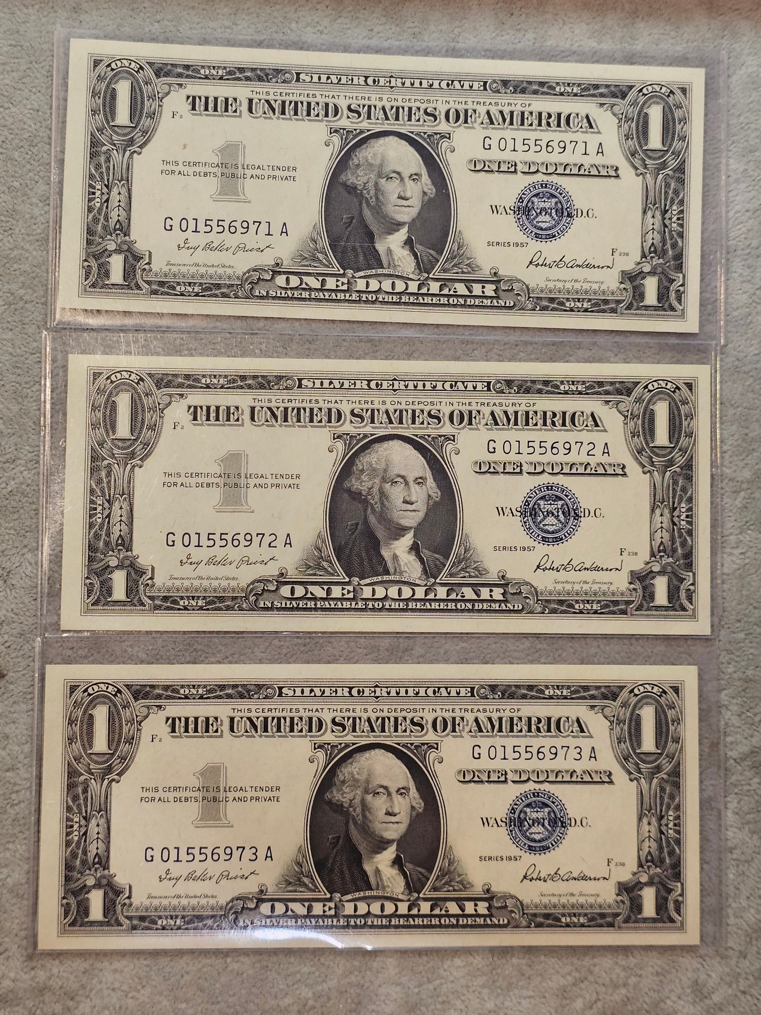 1957 $1 Silver Certificates STAR NOTES Consecutive Serial Numbers ...