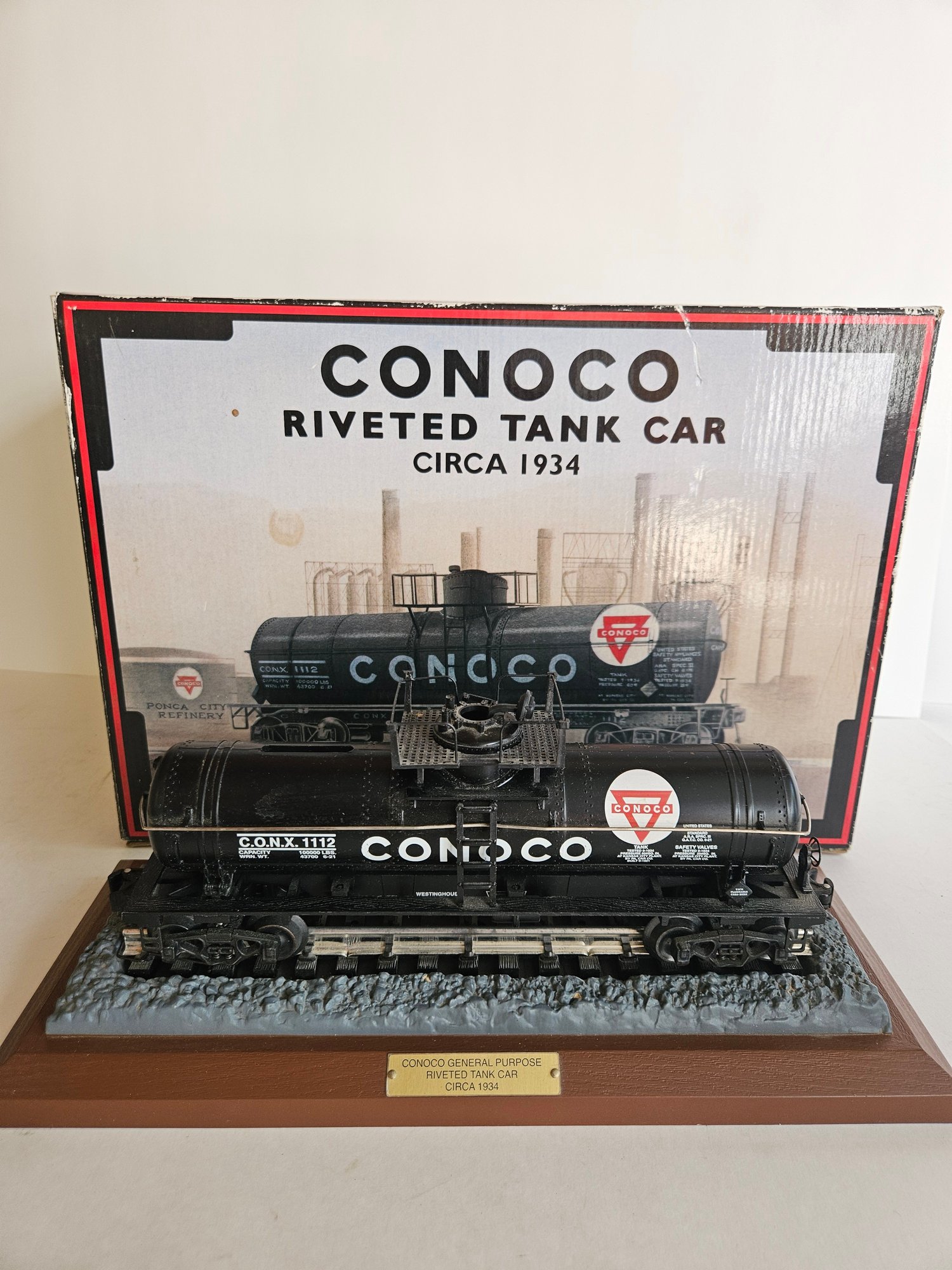 1934 Conoco Riveted Tank Car Model Train Car Coin Bank #24306 | Auctionninja.com