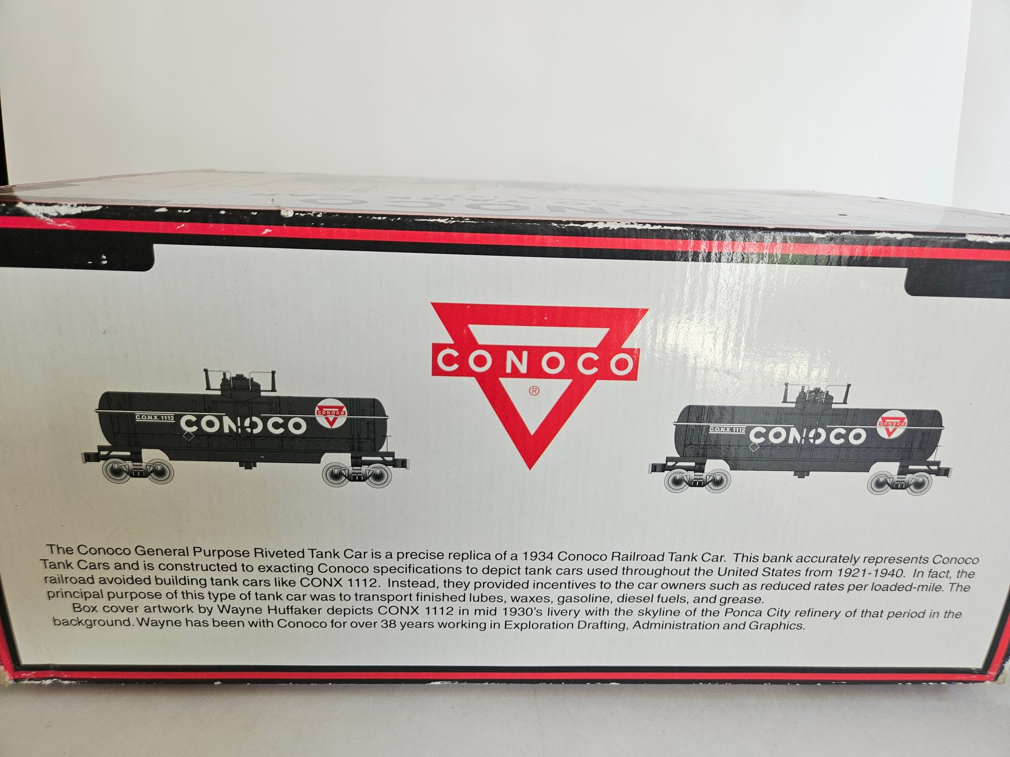 1934 Conoco Riveted Tank Car Model Train Car Coin Bank #24306 | Auctionninja.com