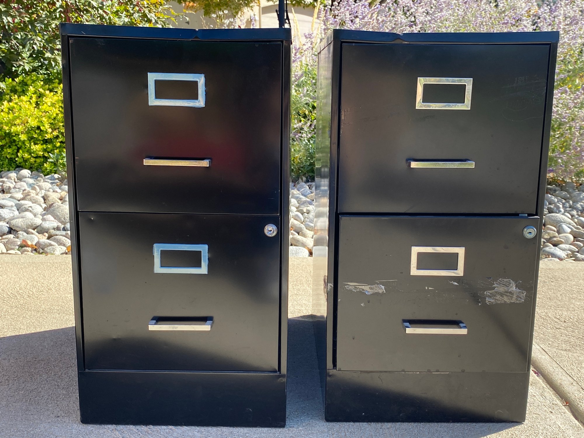2 Black Double Drawer Filing Cabinets #16946 | Auctionninja.com