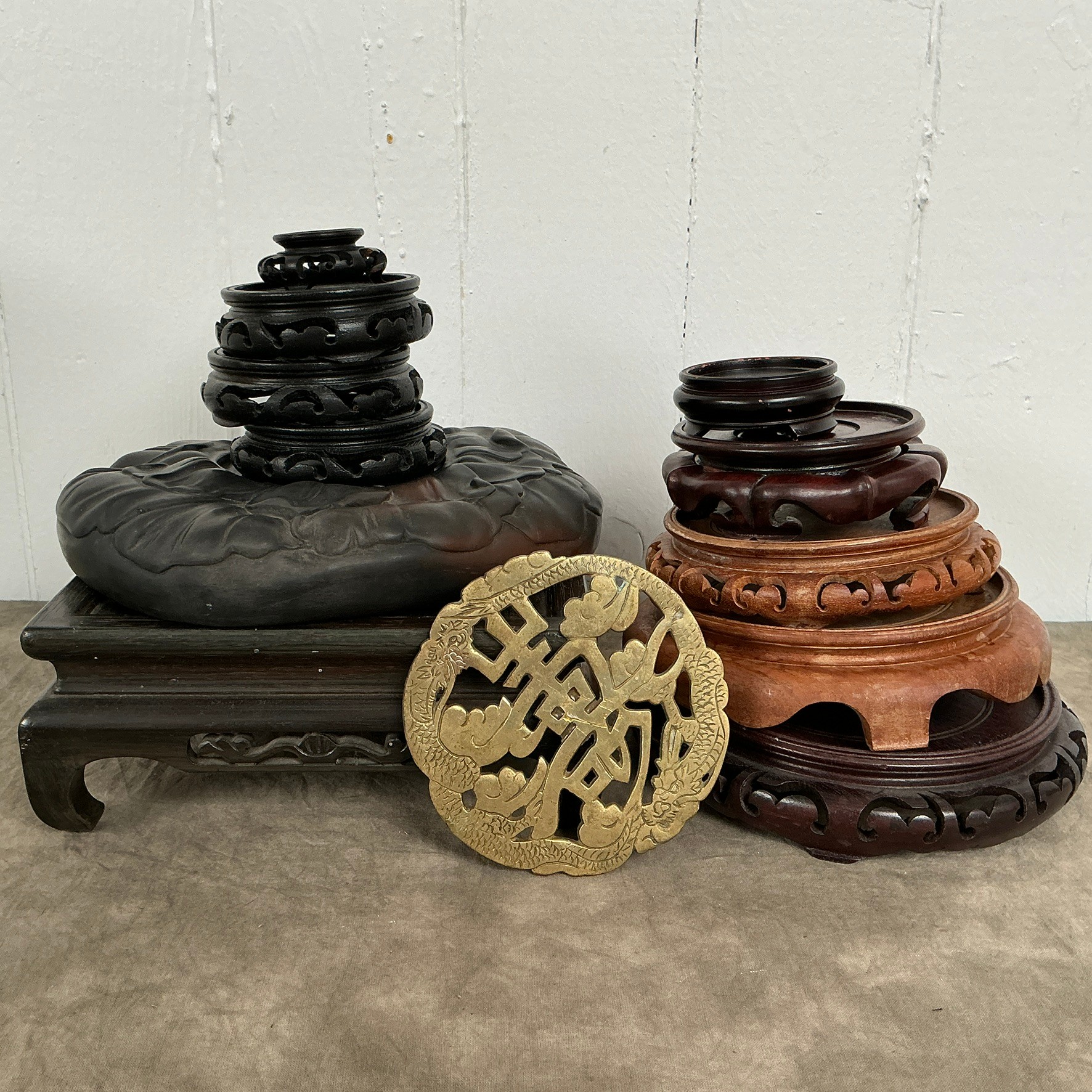#095 Collection Of Ming Style Chinese Carved Display Stands In Various ...