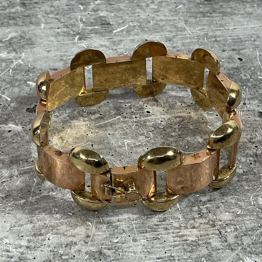 #177 Vintage 14k Yellow And Rose Gold European Bracelet 20 Grams #5864 | Auctionninja.com
