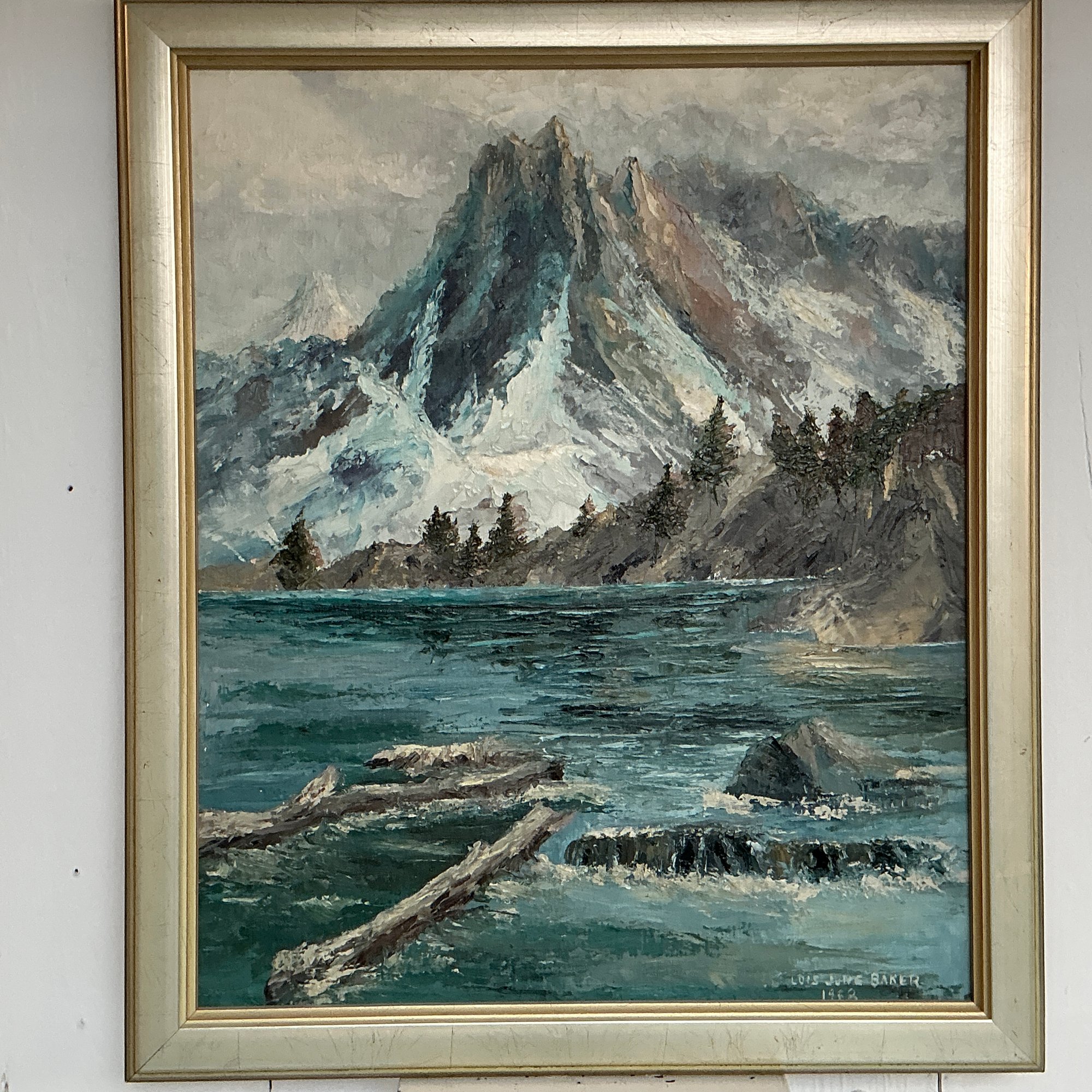 #019 1968 Lois June Baker, Oil Painting, Framed NW Mountain Signed ...