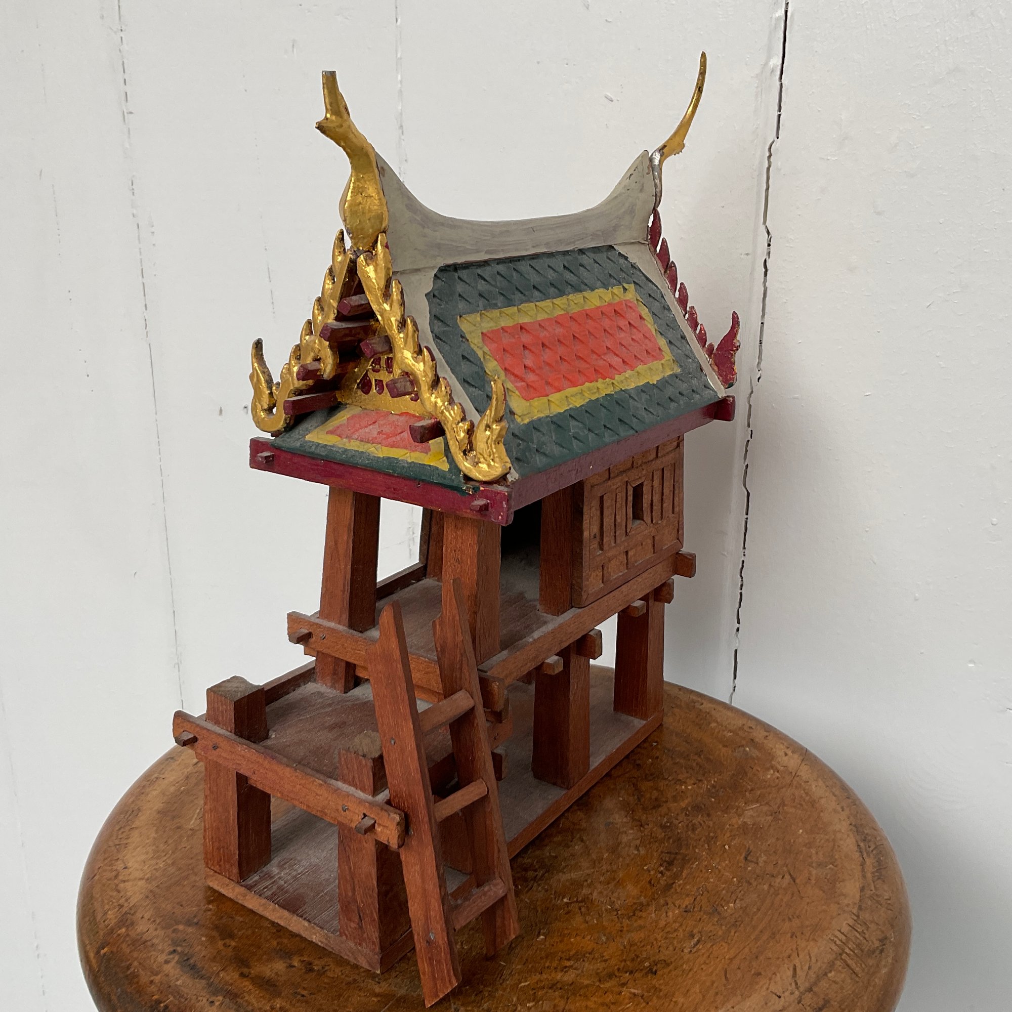 # 49RA Small Wooden Thai Spirit House Sculpture Handcrafted #4319 ...