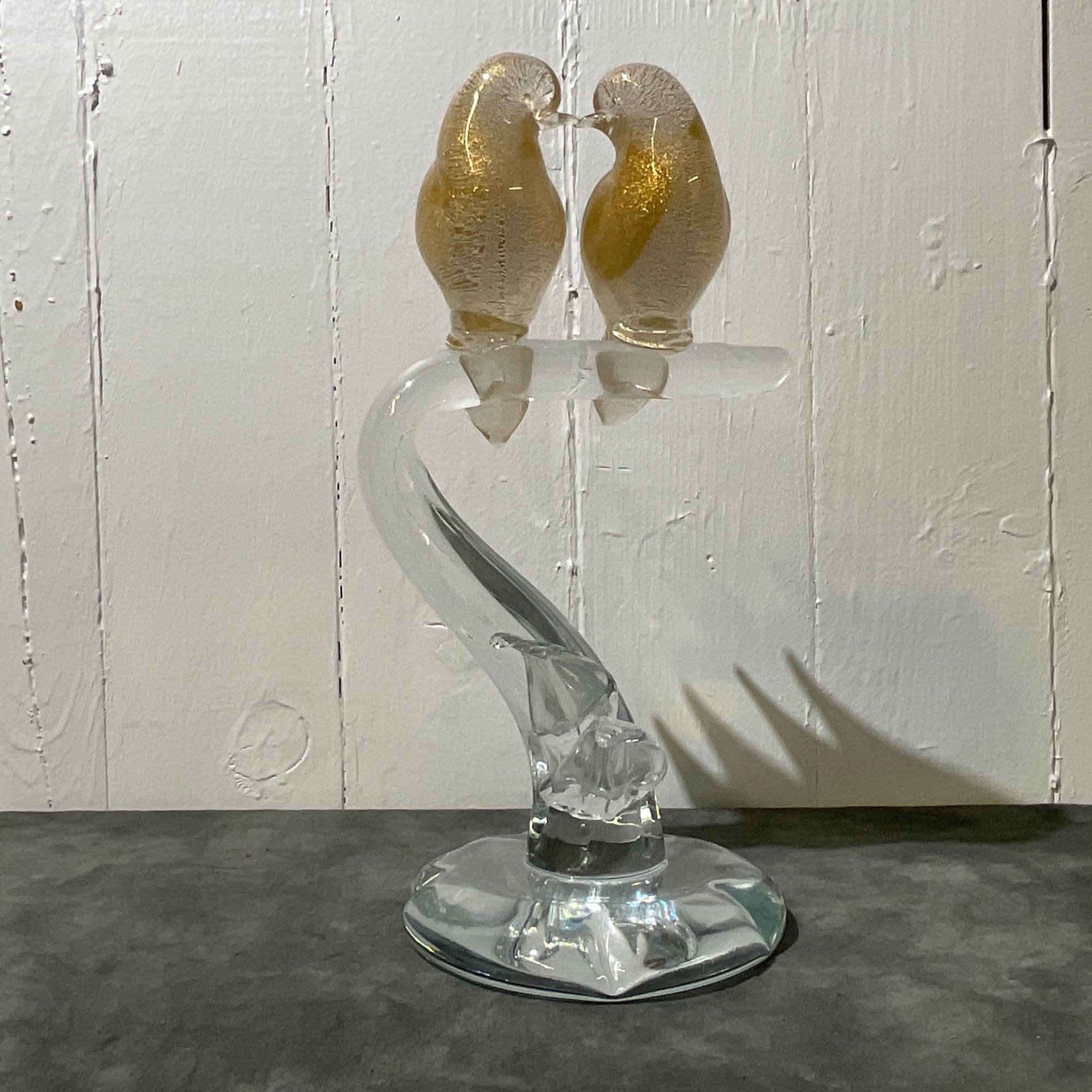 #153 Murano Glass Birds Sculpture "Birds In Love" On A Glass Branch ...