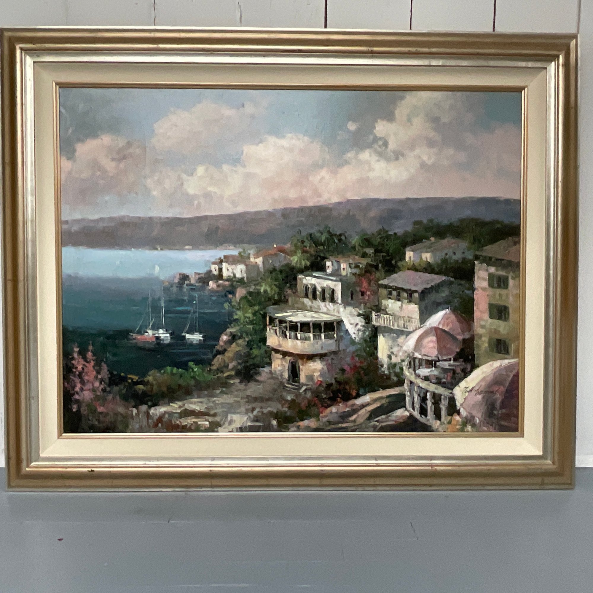 #177 LISTED ARTIST Matt Thomas "European Landscape" Large Oil Painting ...