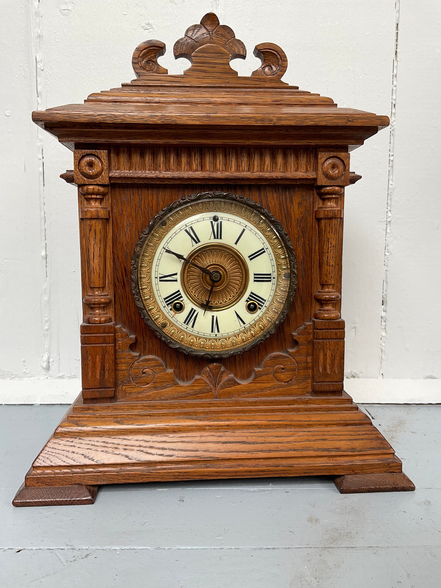 125 Antique Ansonia Clock Co Sharon Strike Mantle Clock #3879 ...