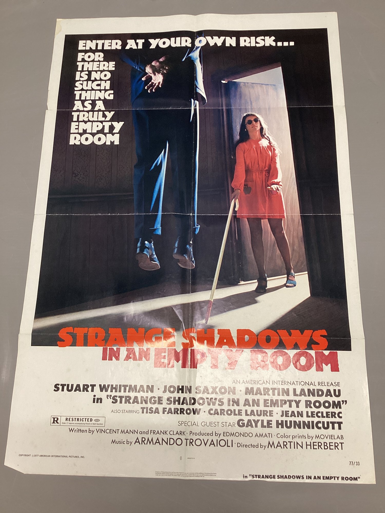 1977 Strange Shadows In An Empty Room Original Numbered Movie Poster ...