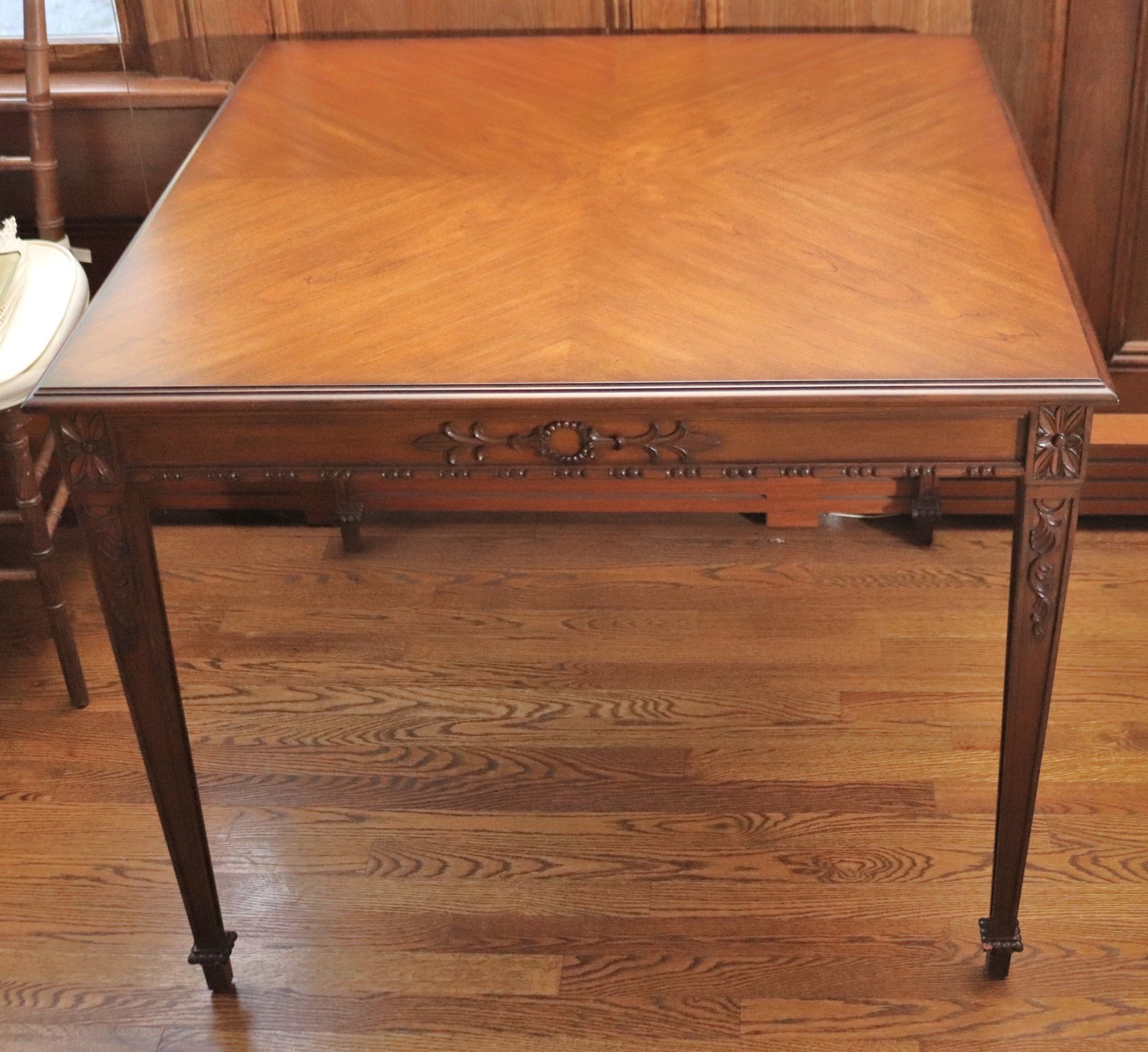 Quality French Style Carved Wood Bridge/ Game Table, Has Drawers On ...