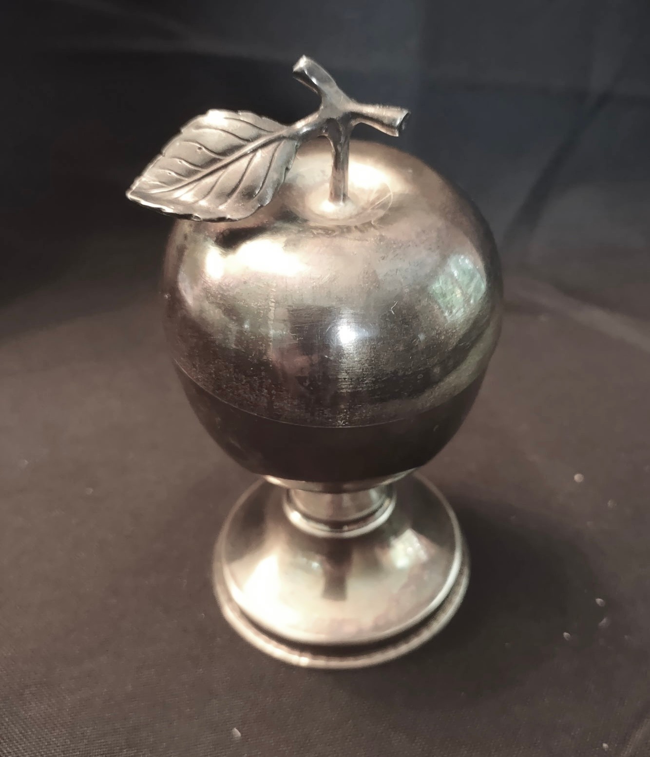 273 Sterling Silver Unique 2 Pc Covered Apple Candy Dish With Glass ...