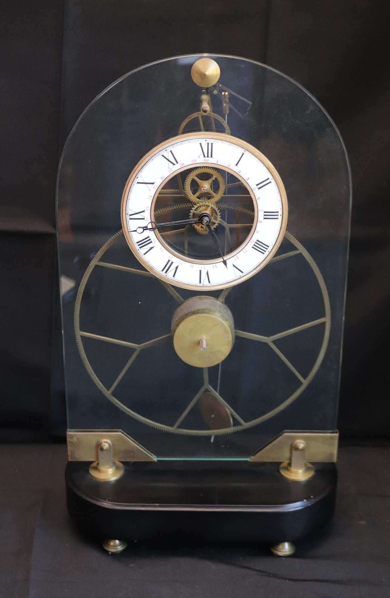 Amazing French Style Thin Glass Pinwheel Escapement Clock On Marble ...