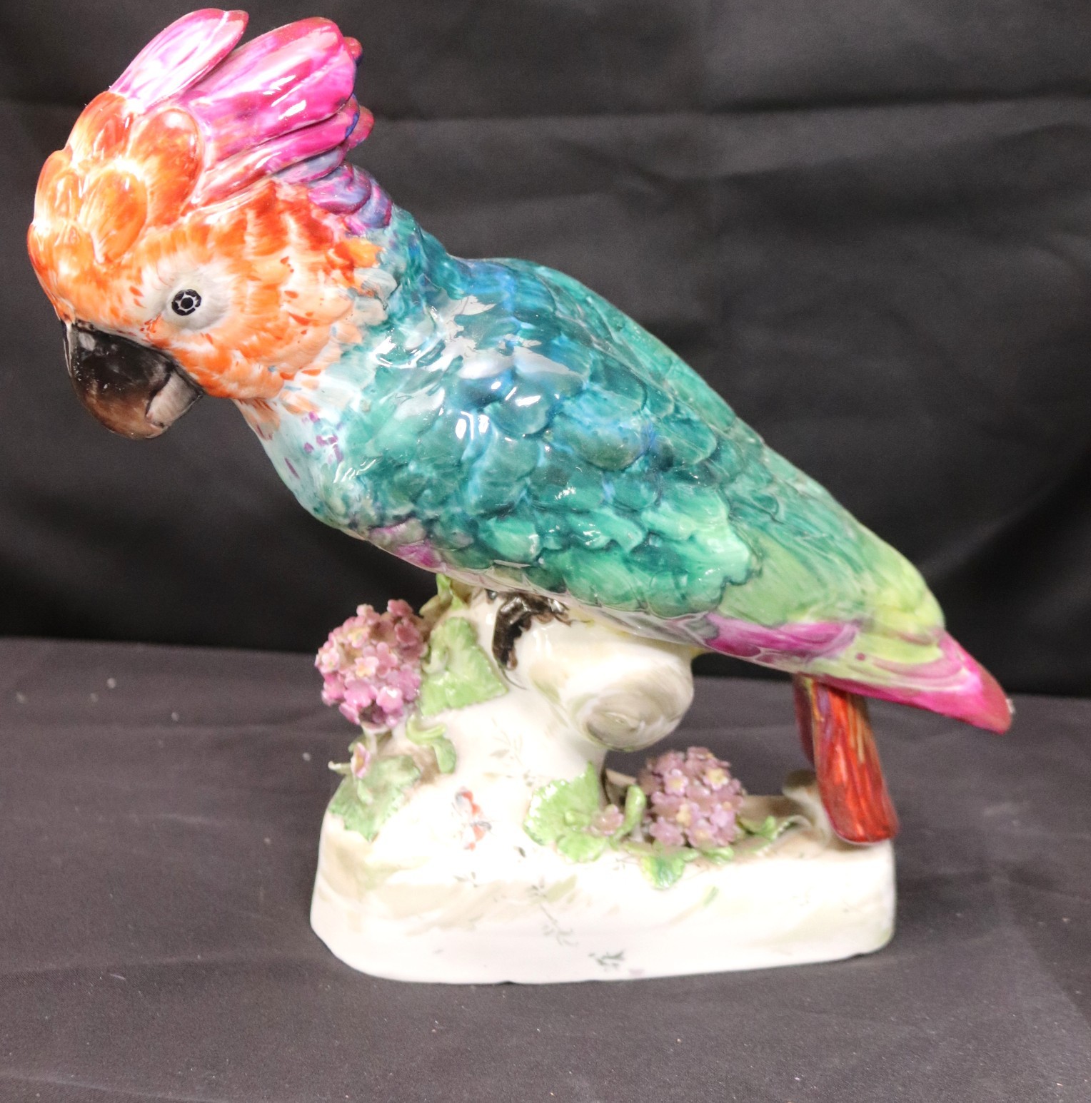 Large Vintage Hand Painted Dresden Parrot Bird Sculpture #59585 ...