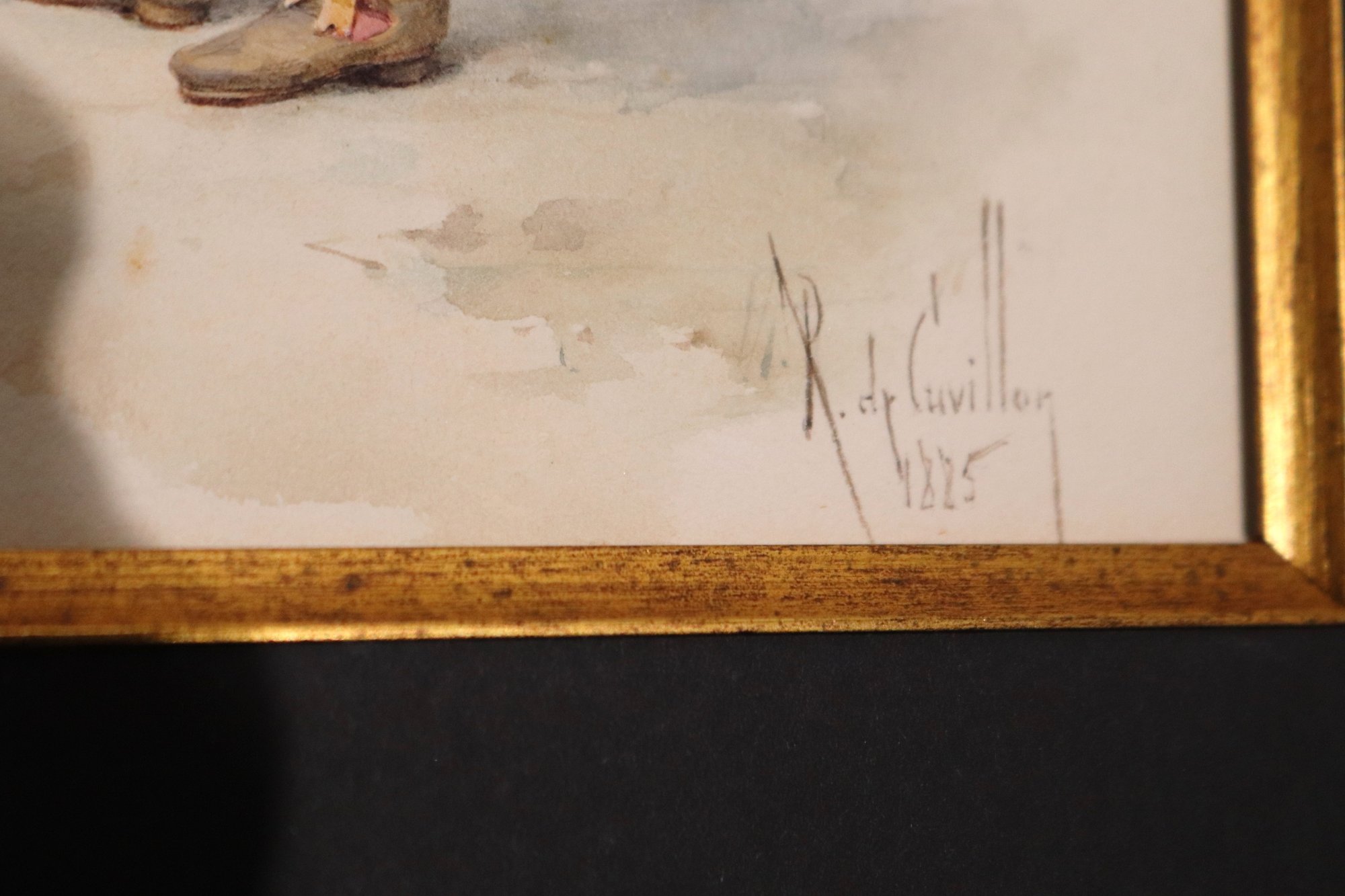 R. De Cuvillon Framed Illustration Or Watercolor Of Charming Cavalier ...