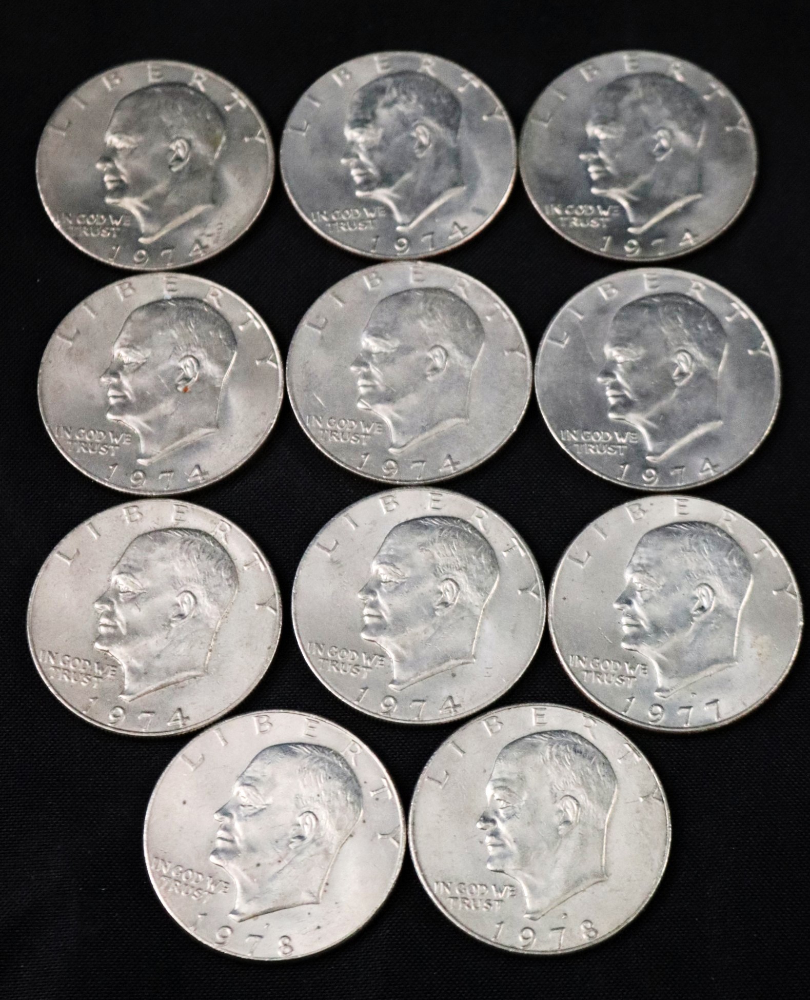Set Of 11 - Dollar Coins From 1974-1978. #62752 | Auctionninja.com
