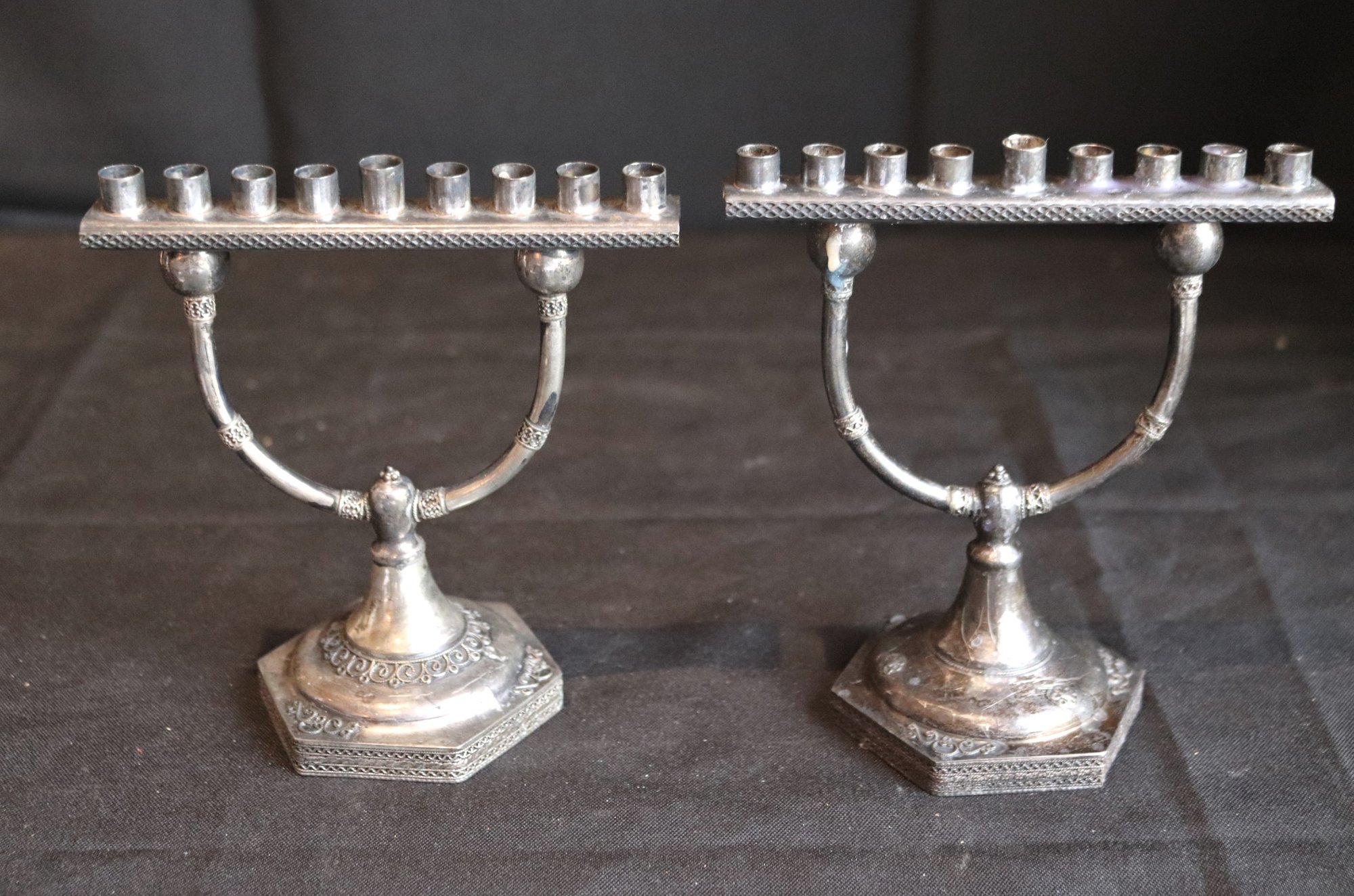 Two Rare Silver Miniature Menorahs That Convert To Sabbath Candles ...
