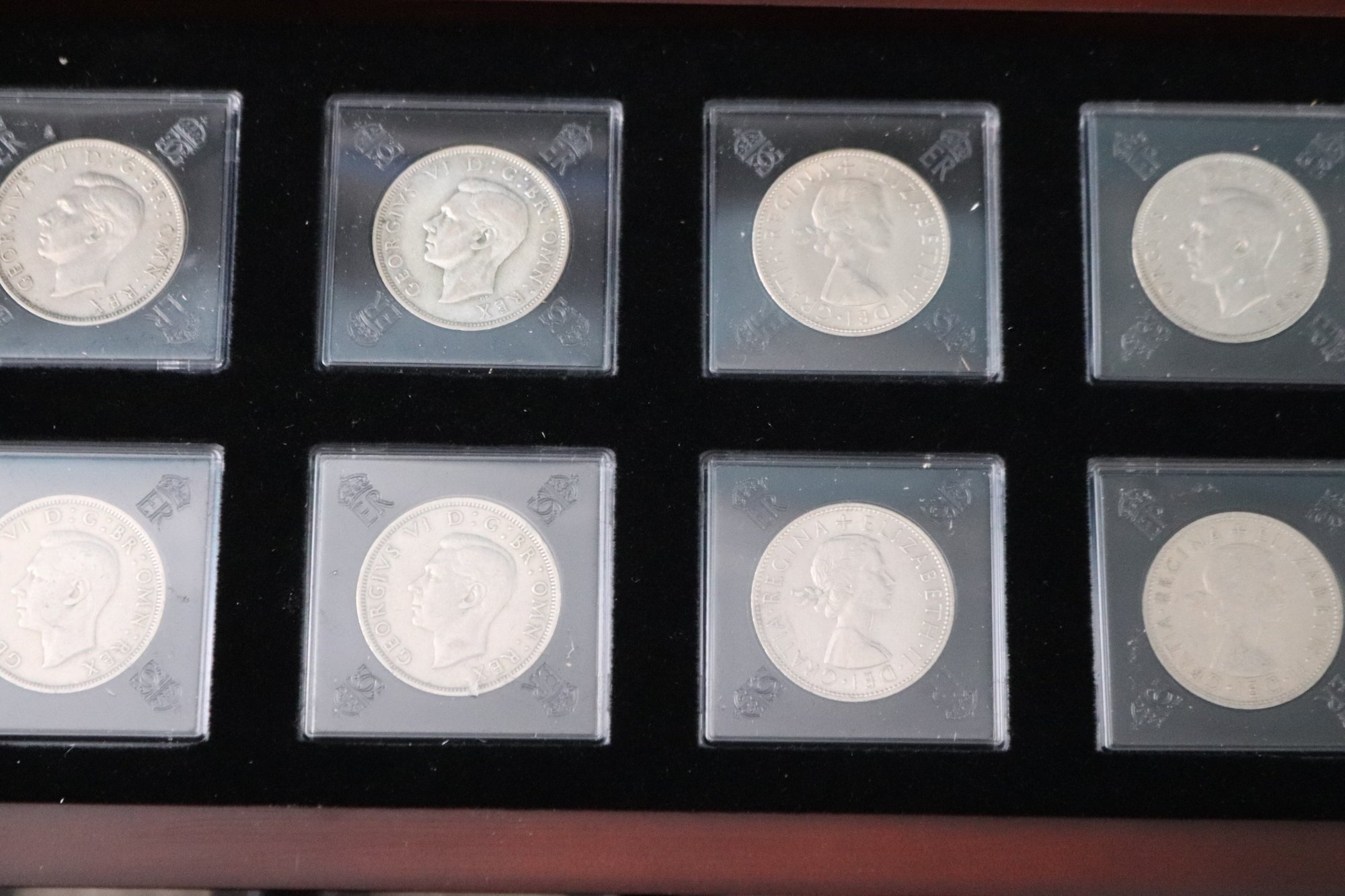 Wooden Display Storage Box Contains Last Of The Half Crowns Coin ...