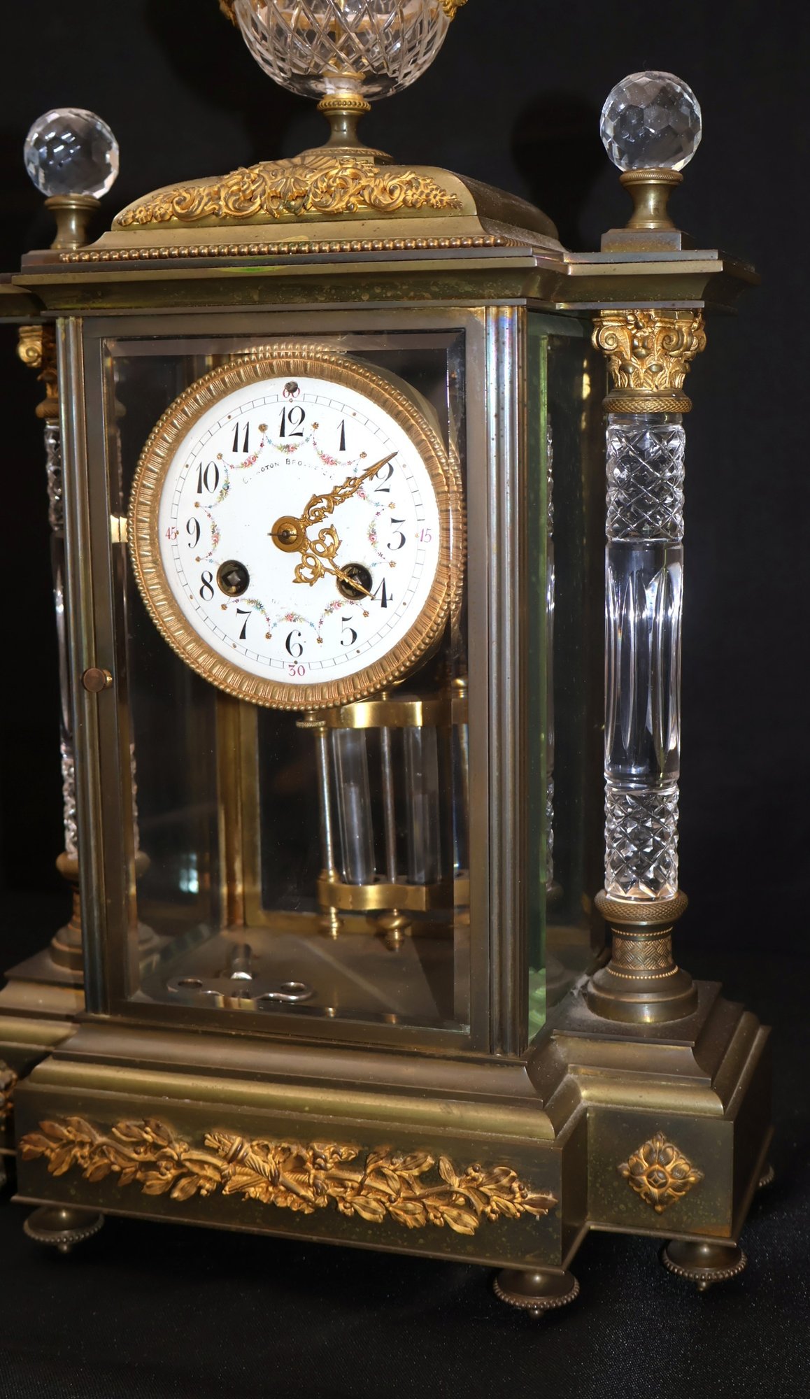 Antique Samuel Marti & Cie French Bronze And Cut Crystal Regulator ...