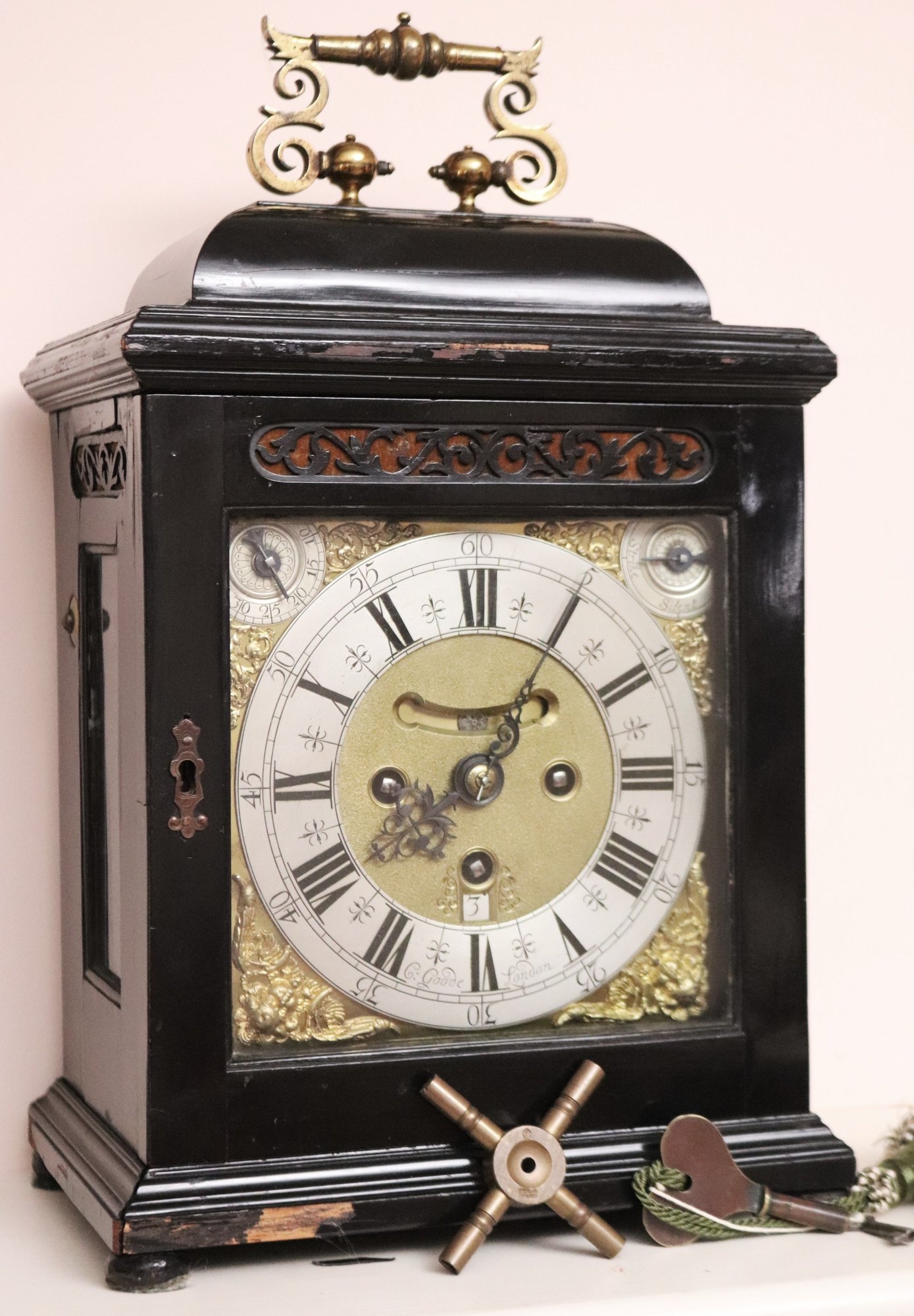 Charles Goode, London, Antique Mantle Clock, In A Carved Wooden Case ...