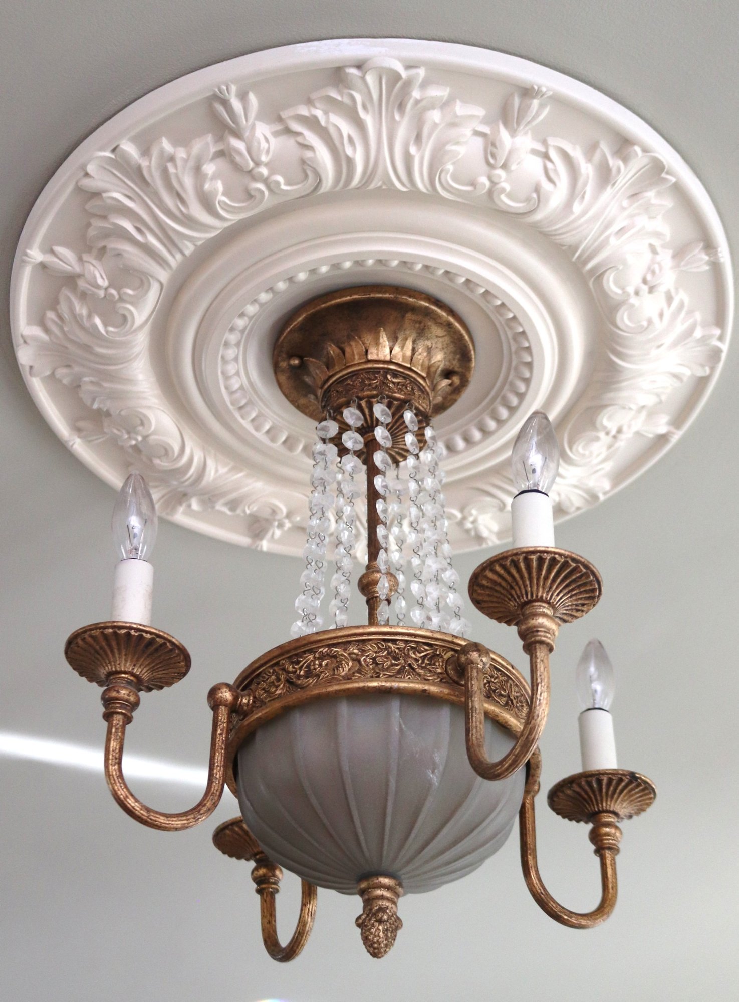 Vintage French Neoclassical Style Chandelier/ Light Fixture With Glass ...
