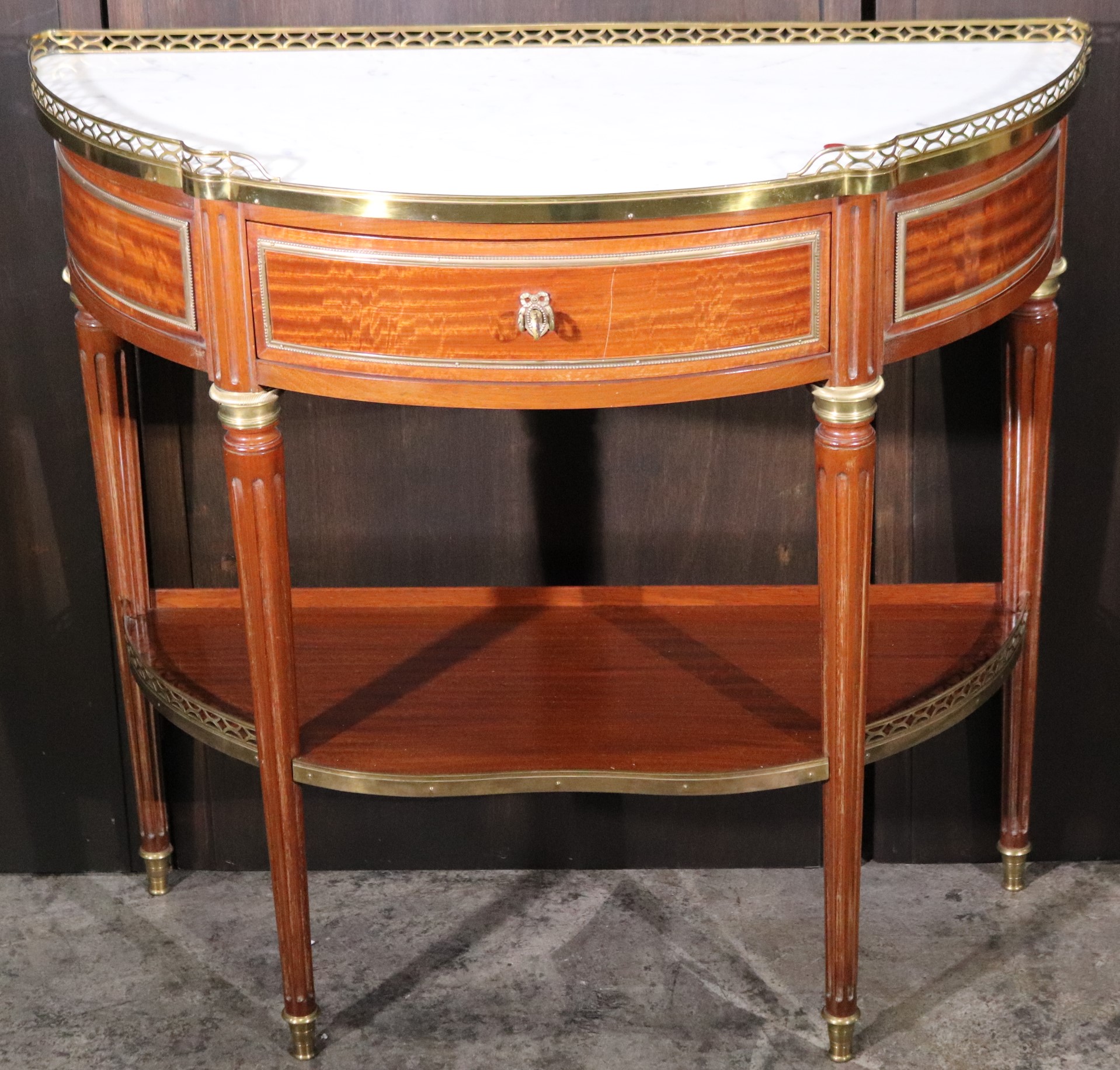 Vintage French Louis The XVI Style Demilune Entryway Console With A ...