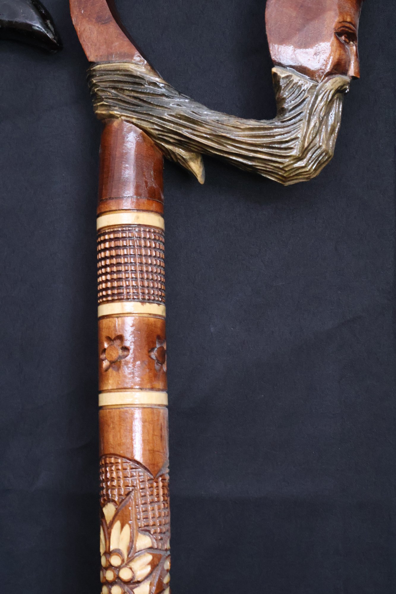 Set Of 3 Heavy Carved Wood Walking Sticks. #62982 | Auctionninja.com