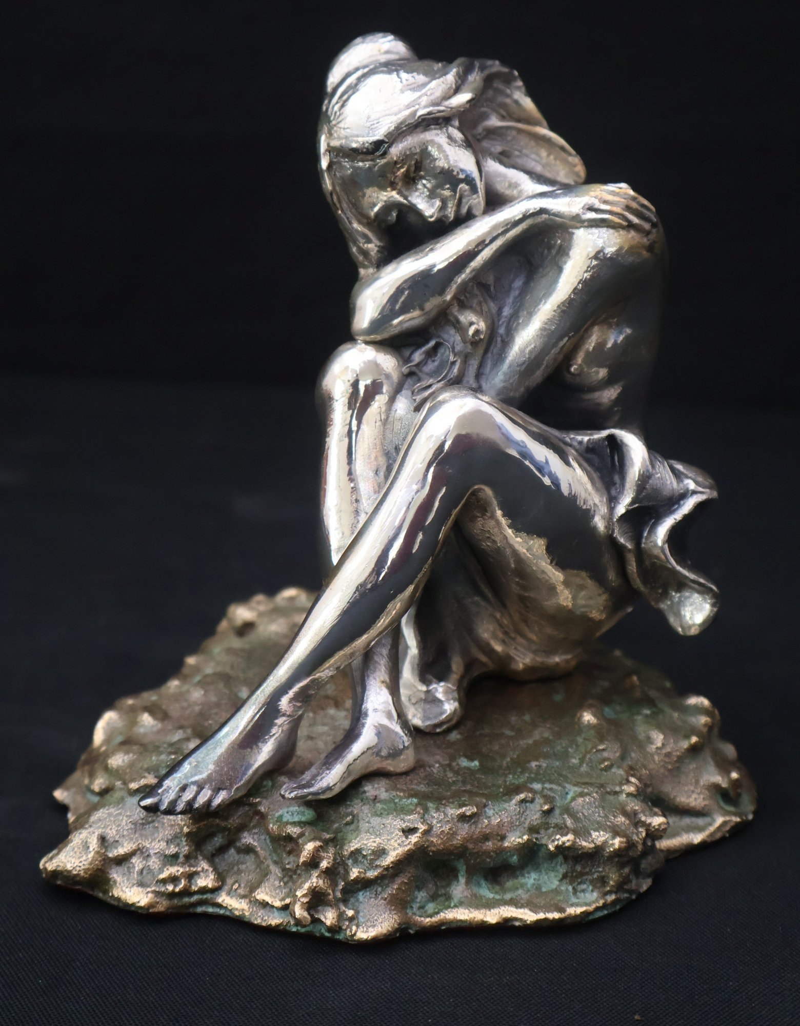 Cunill Orfebres Sterling Silver Figurine Of A Nude Woman Sitting On A ...