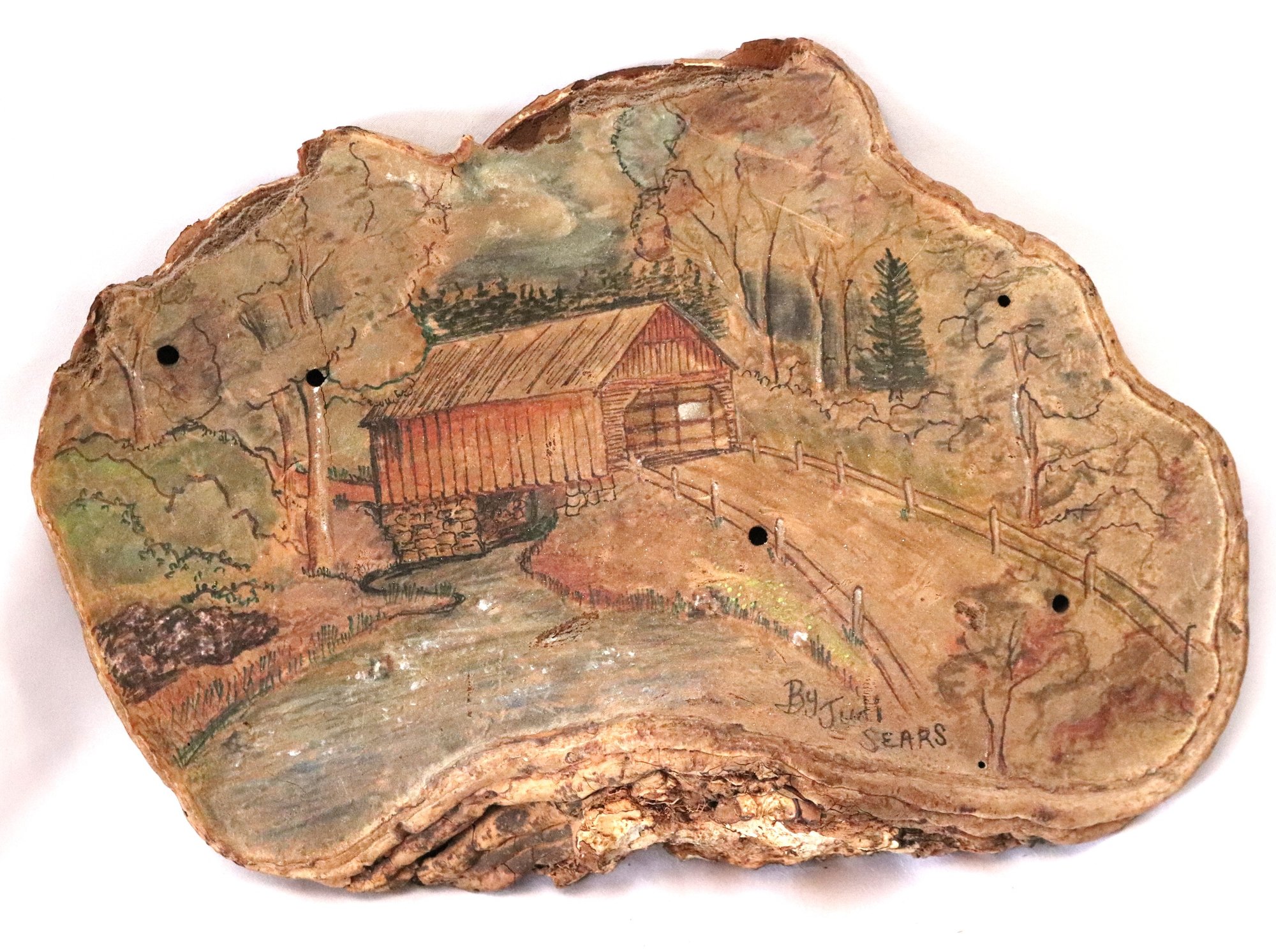 Hand Painted Art Of A Covered Bridge Painted By Judi Sears On A ...
