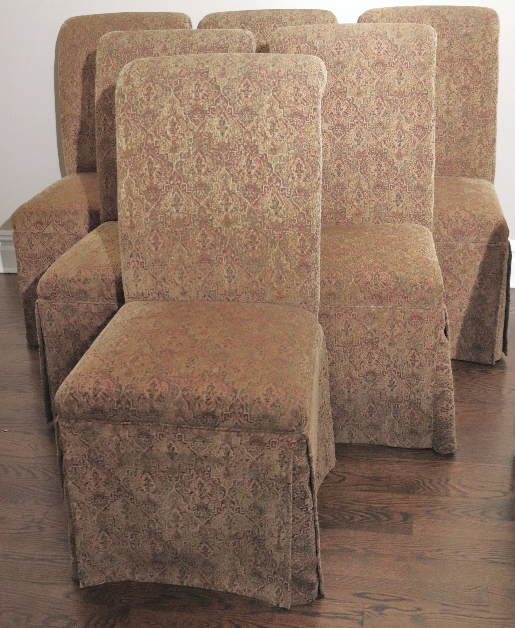 Bombay Company Set Of 6 Fully Upholstered, Tall Back, Armless Dining ...